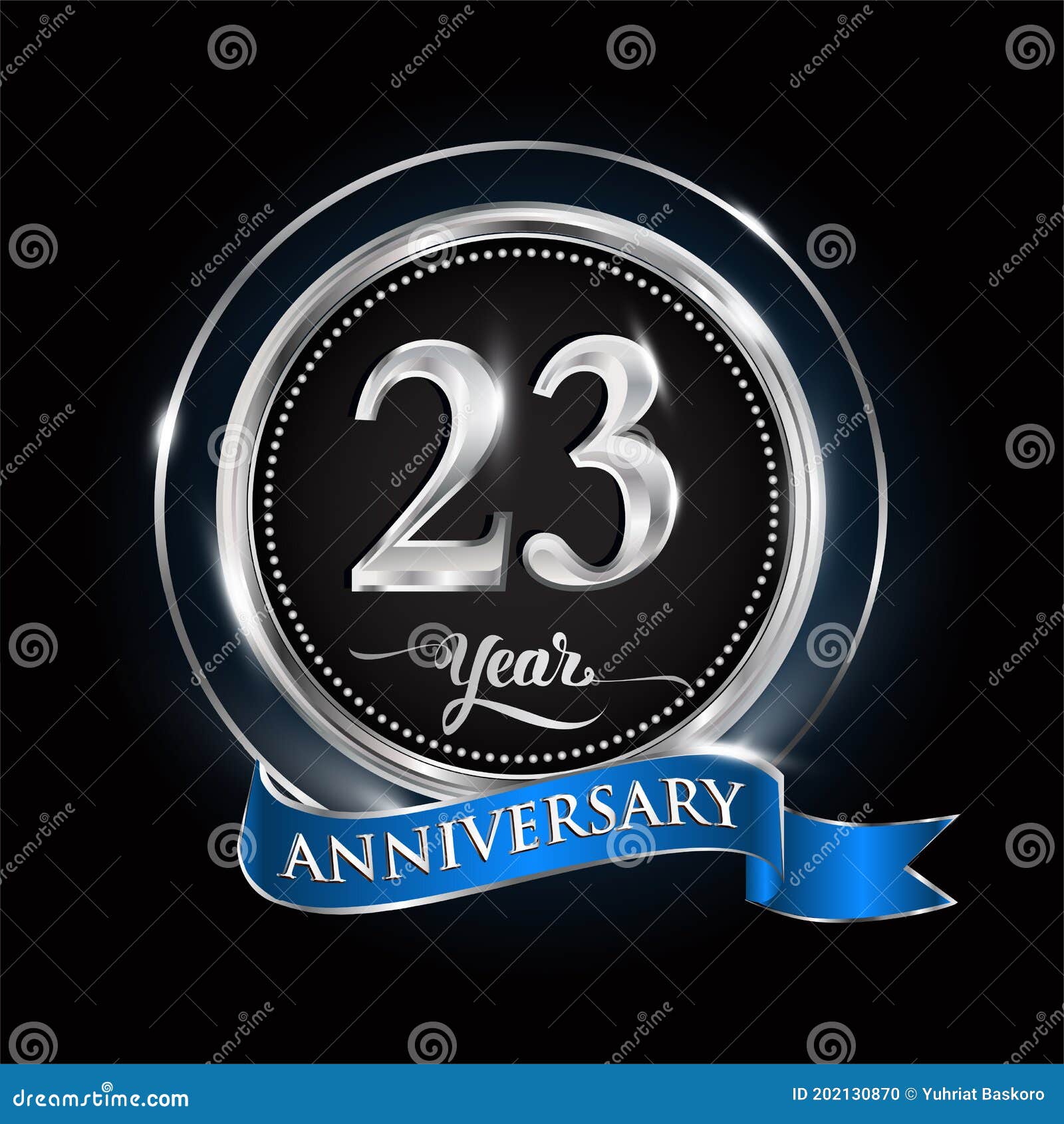 23rd Years Anniversary Logo, Blue Colored Vector Design On White ...