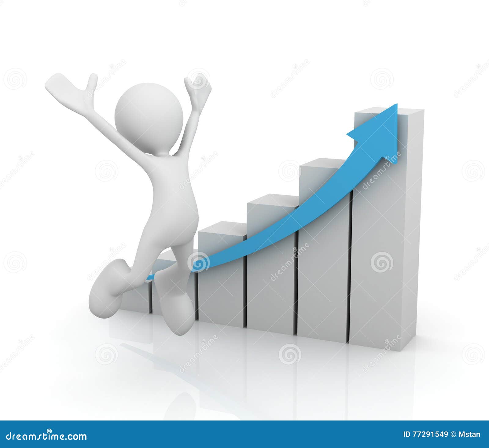 Celebrating Rising Graph Concept 3d Illustration Stock Illustration ...