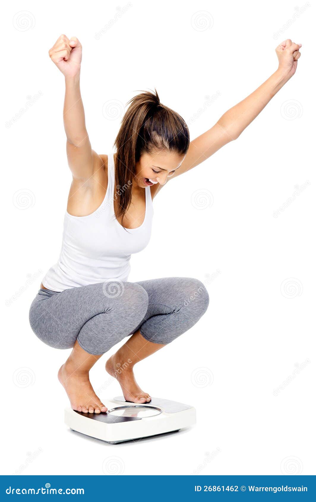 Celebrating scale woman stock photo. Image of cheer, calories - 26861462