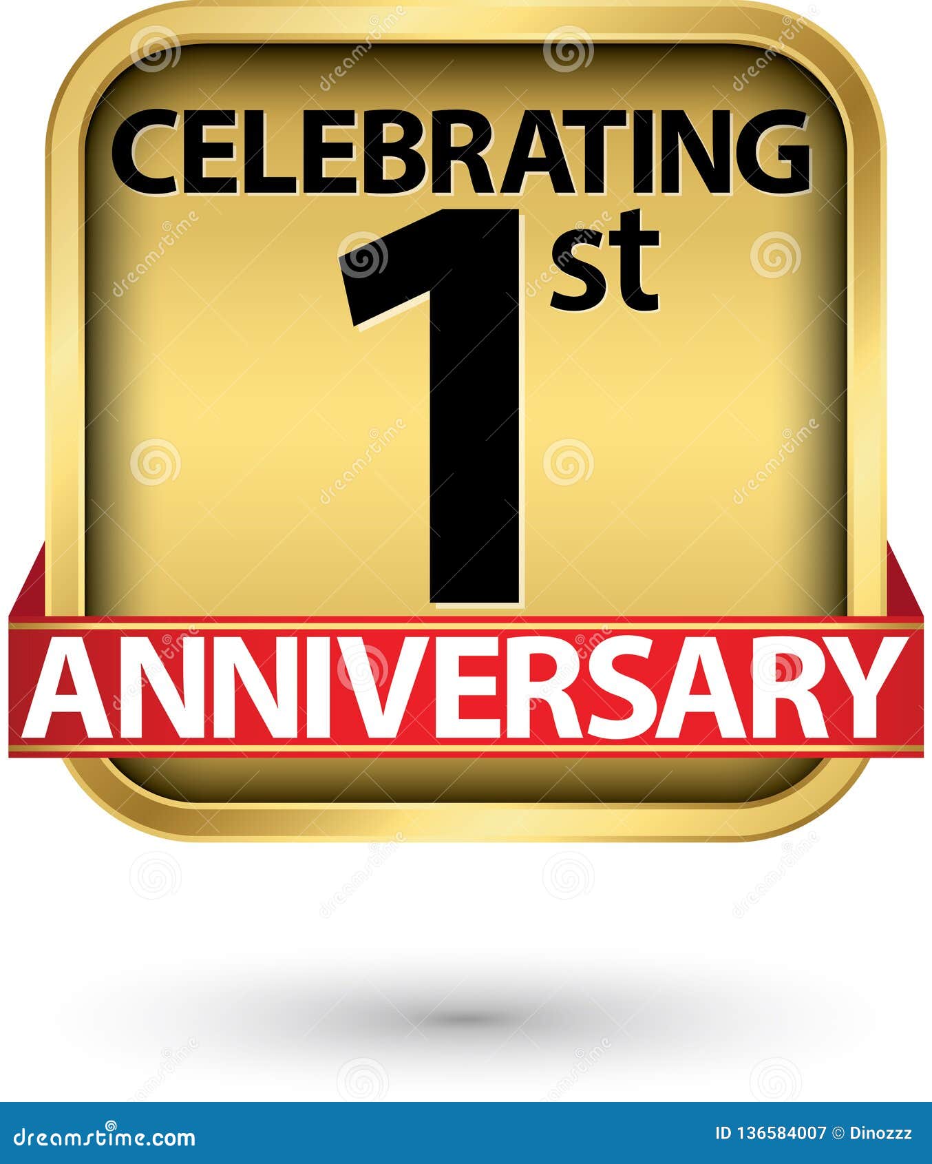 Celebrating 1st Years Anniversary Gold Label, Vector Illustration Stock ...