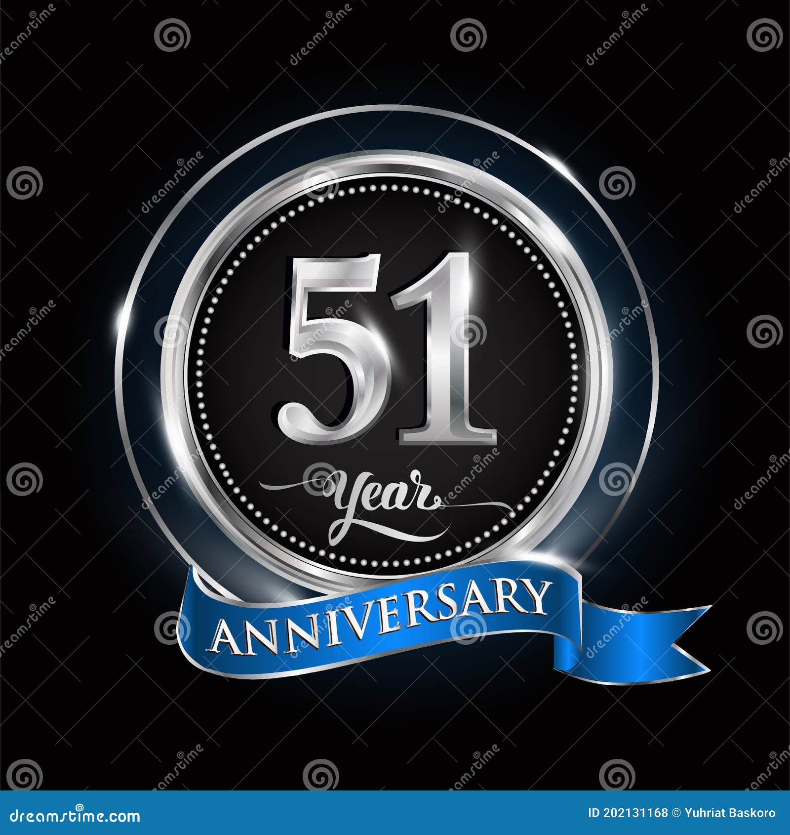 Celebrating 51st Anniversary Logo, With Golden Badge And Red Ribbon ...