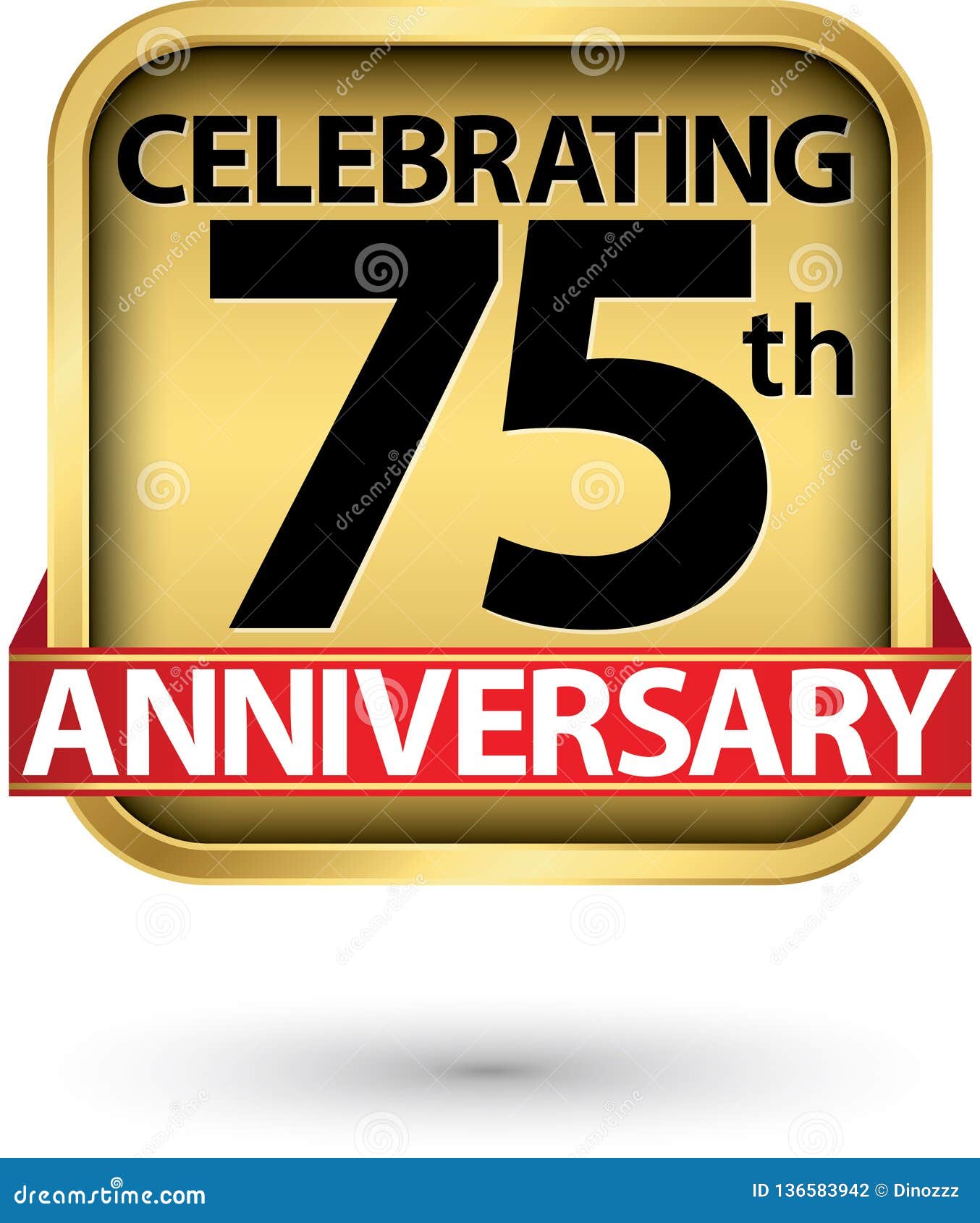 Celebrating 75th Years Anniversary Gold Label, Vector Illustration ...