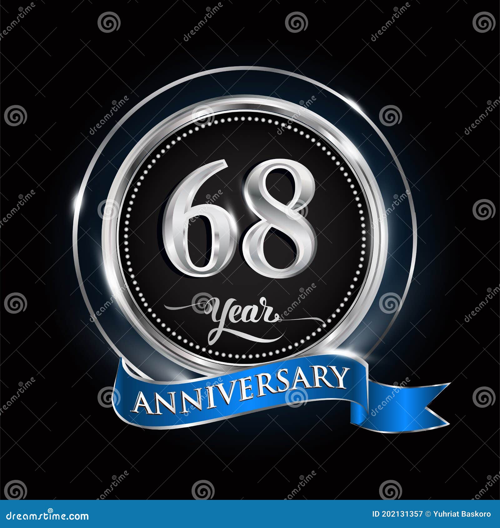 Celebrating 68th Anniversary Logo, With Golden Badge And Red Ribbon ...