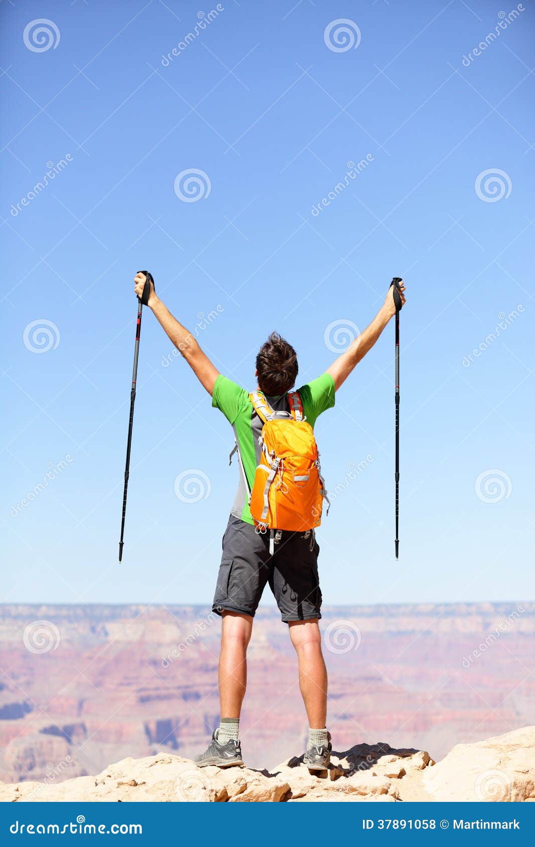 Celebrating Winning Hiker Cheering Happy Stock Photo - Image of america ...
