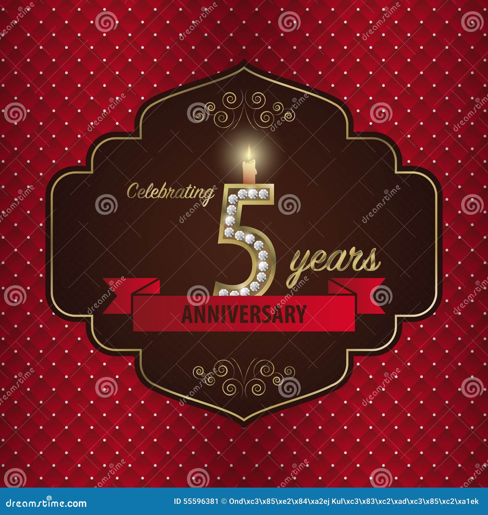 Celebrating 5 Years Anniversary. Golden Style Stock Vector ...