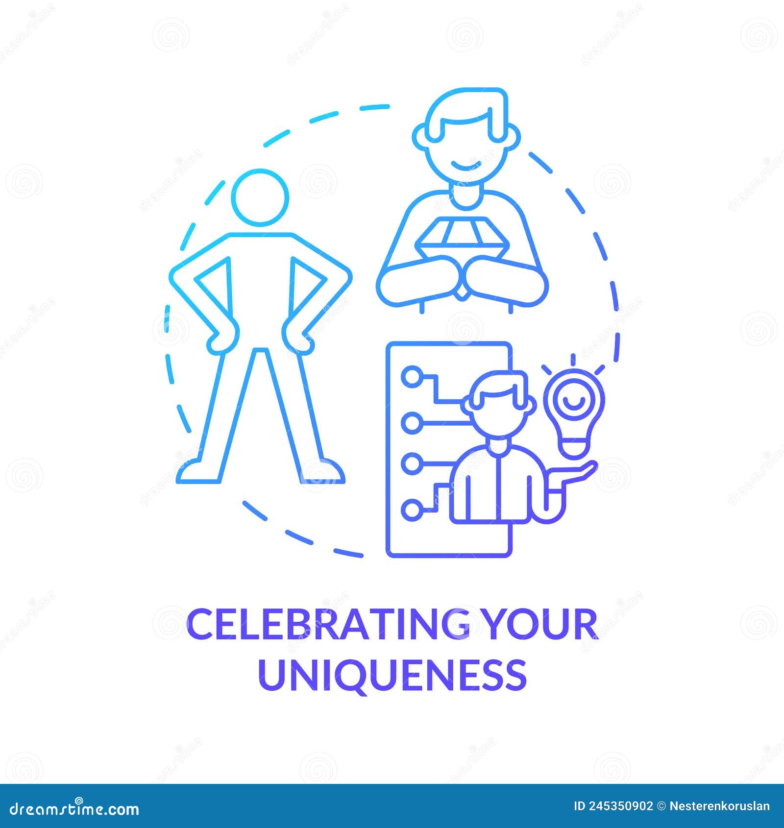 Celebrating Your Uniqueness Blue Gradient Concept Icon Stock Vector ...