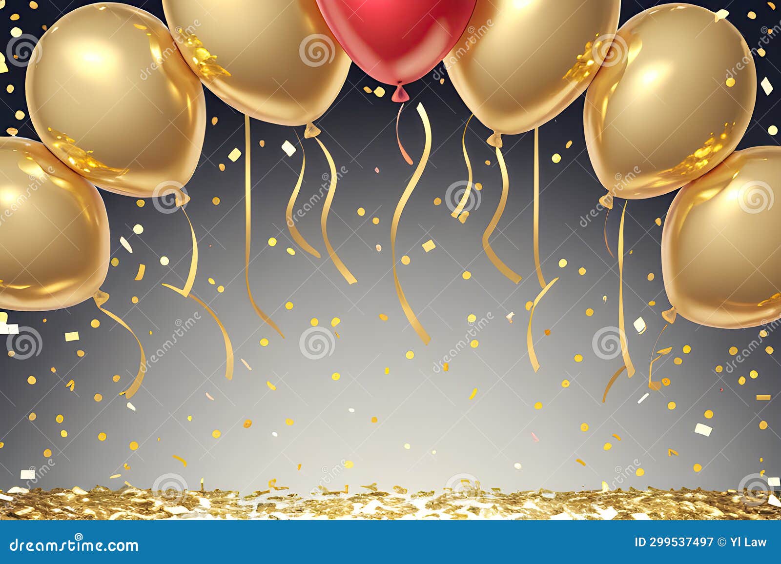 A Celebration Background with Confetti and Gold Balloons Editorial ...