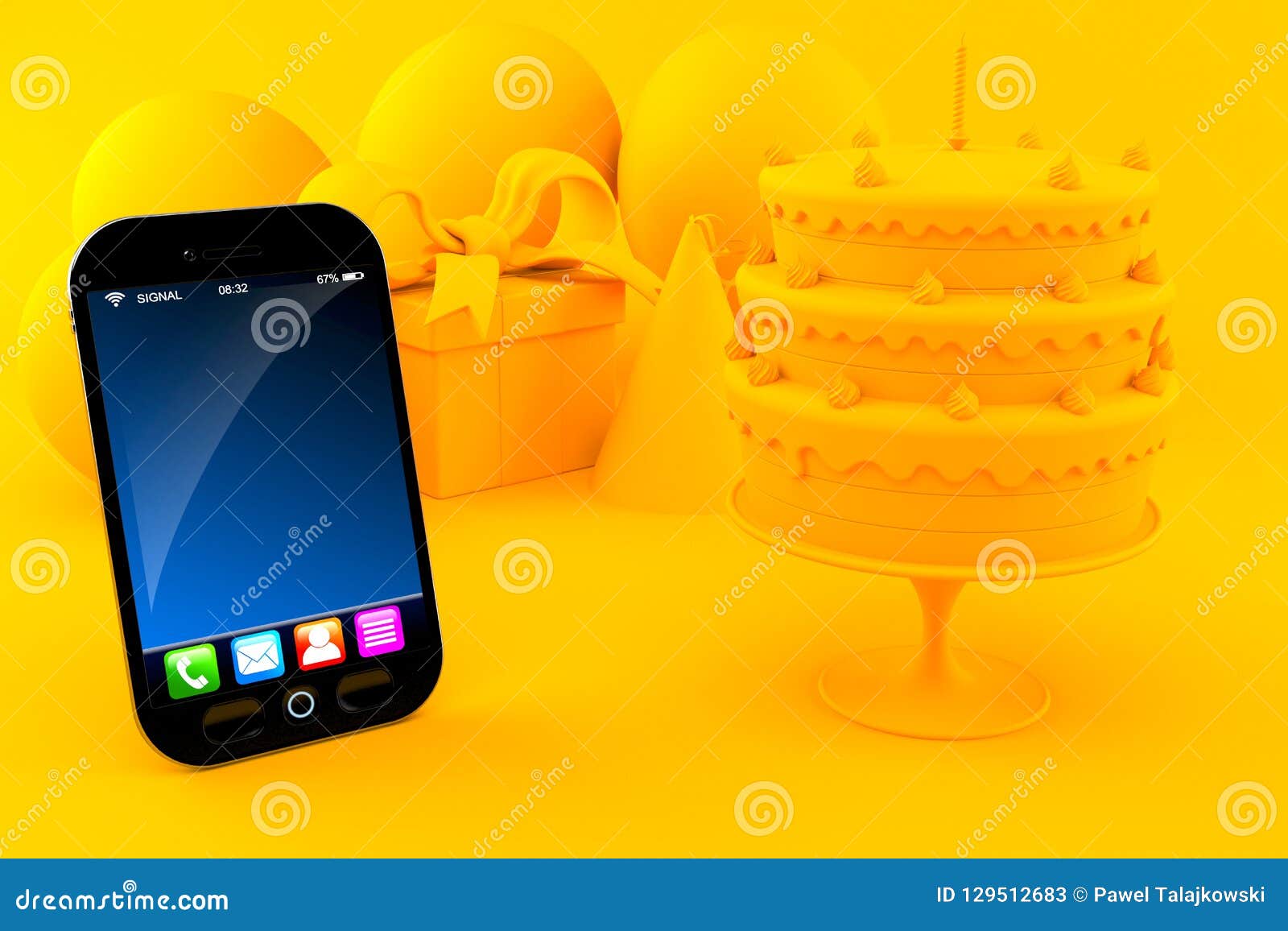 Celebration Background with Smart Phone Stock Illustration ...