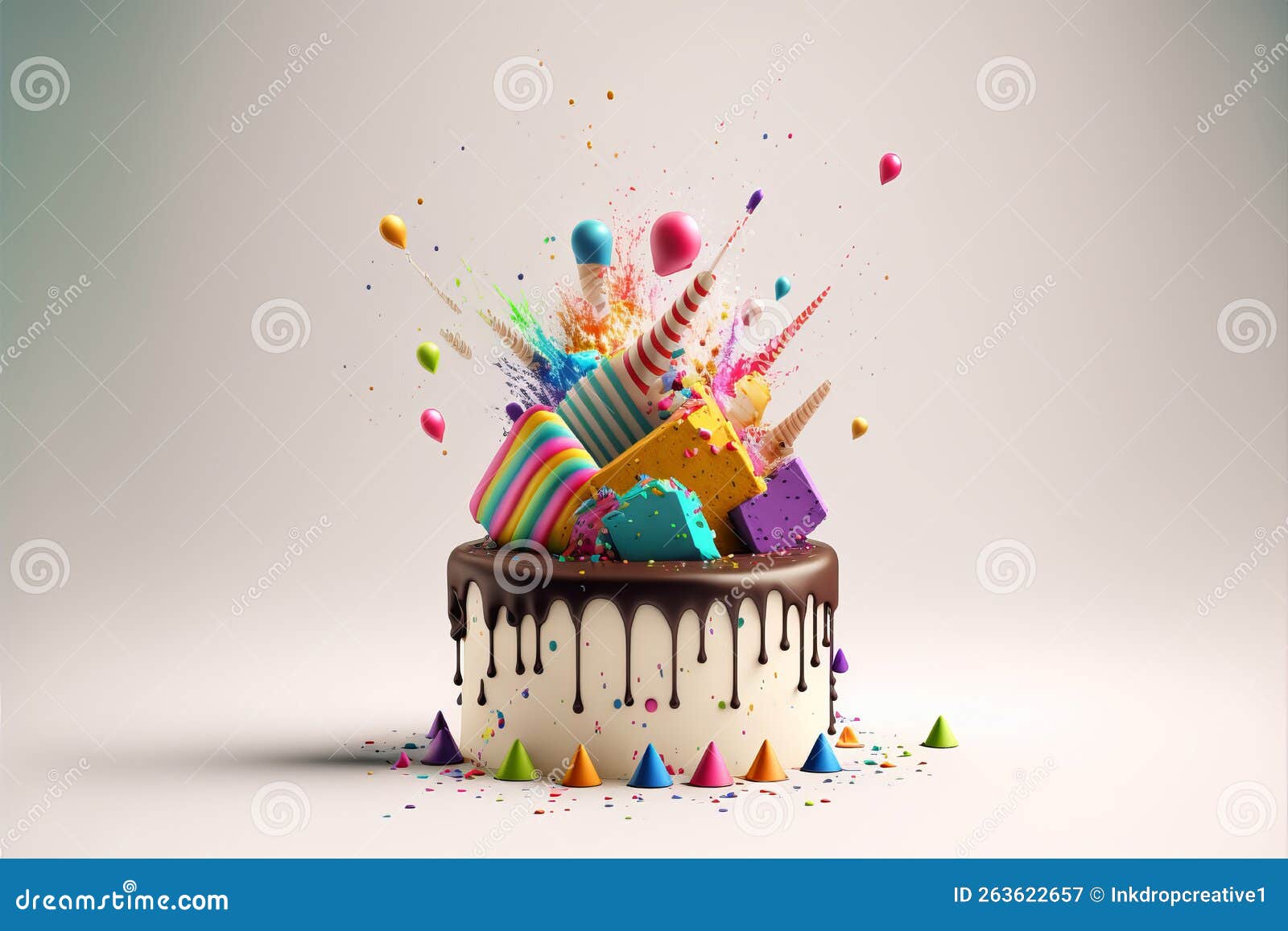 Celebration Birthday Cake with Lots of Icing and Decorations ...