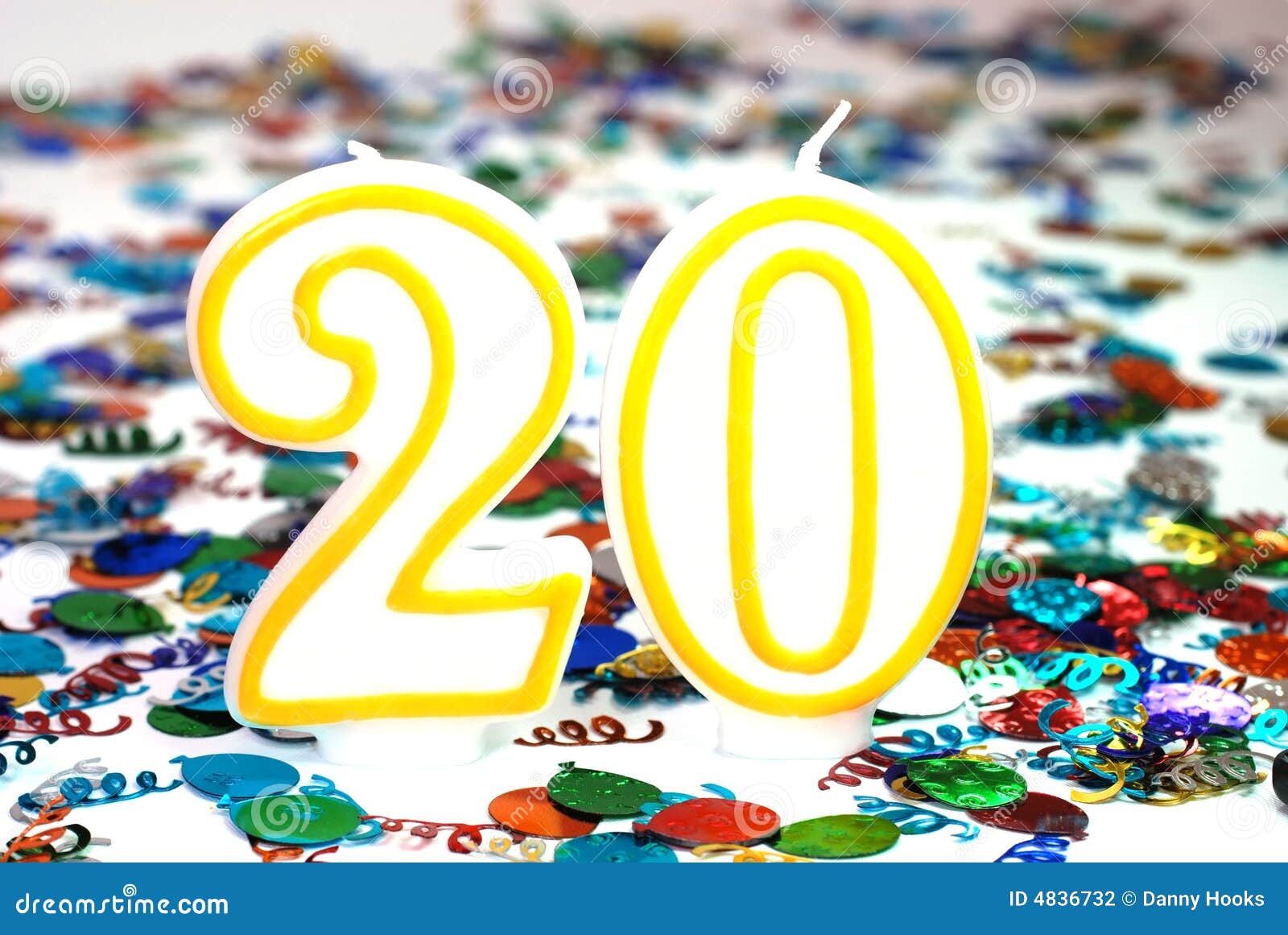 Celebration Candle - Number 20 Stock Photo - Image of confetti, candle ...