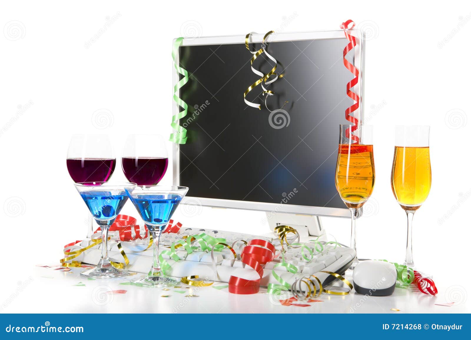 Celebration with Computer Set Stock Photo - Image of concept, party ...