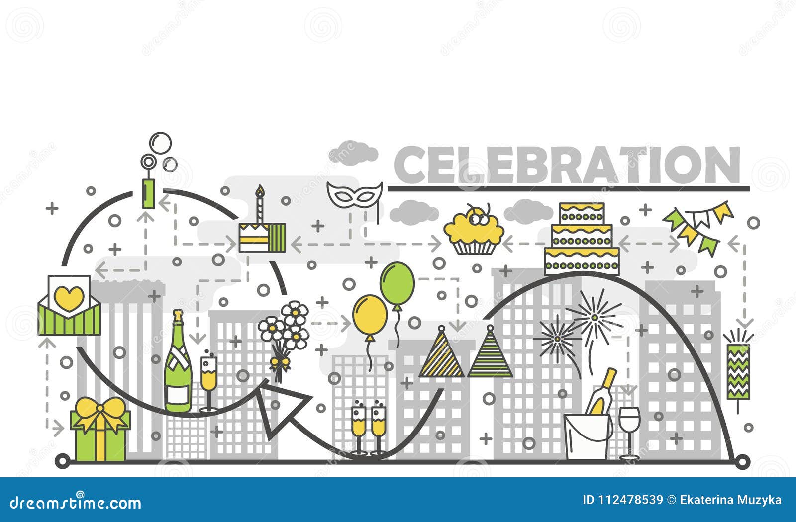 Celebration Concept Vector Flat Line Art Illustration Stock Vector ... Celebration Concept Vector Flat Line Art Illustration Stock Vector ...
