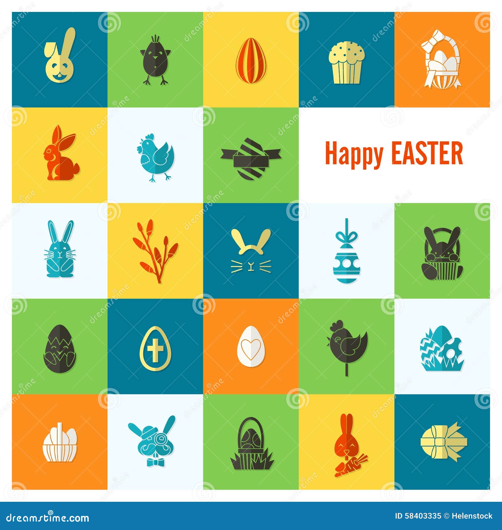 Celebration Easter Icons stock vector. Illustration of happy - 58403335