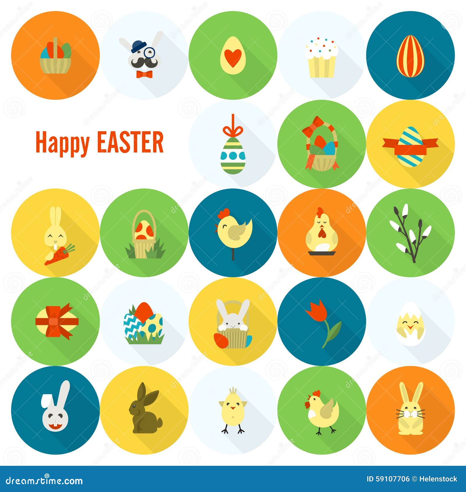 Celebration Easter Icons stock vector. Illustration of bunny - 59107706