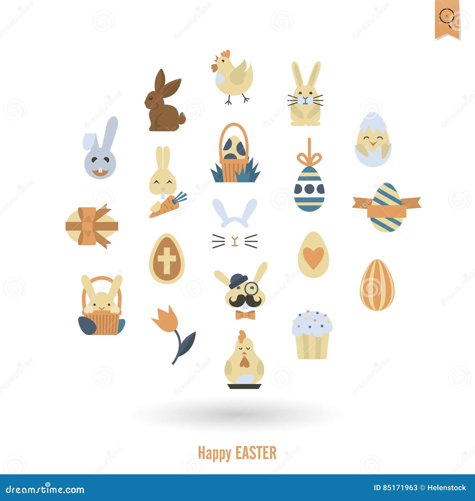 Celebration Easter Icons Cartoon Vector | CartoonDealer.com #85171963