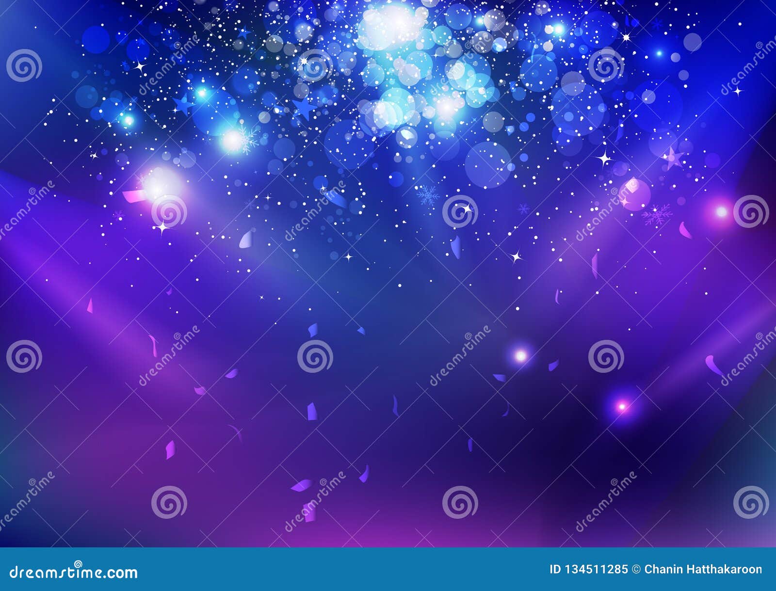 Celebration, Event, Stars Dust and Confetti Falling, Blue Night ...