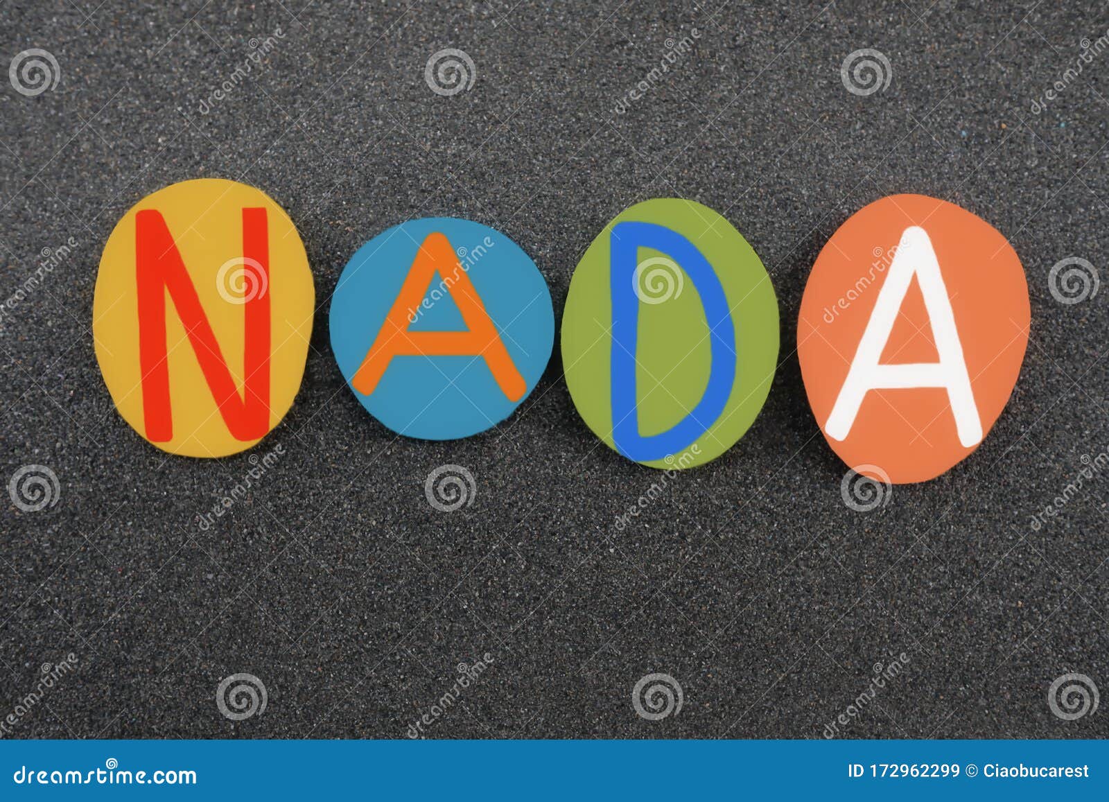 Nada, Female Given Name Composed with Multi Colored Stone Letters Over ...