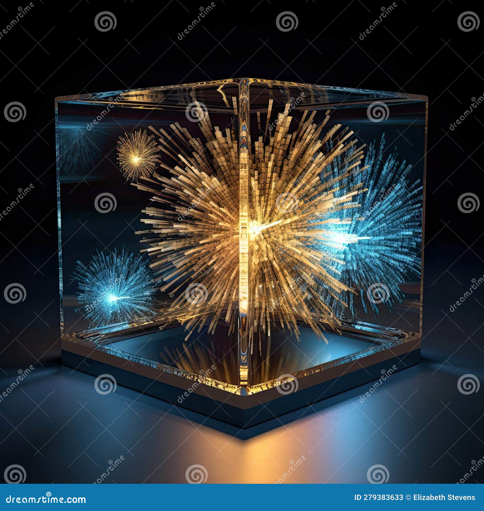 A Celebration of Fireworks - Blue and Gold Stock Illustration ...