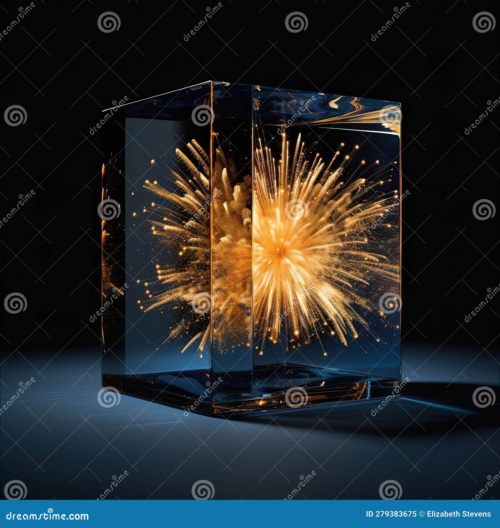 A Celebration of Fireworks - Blue and Gold Stock Illustration ...