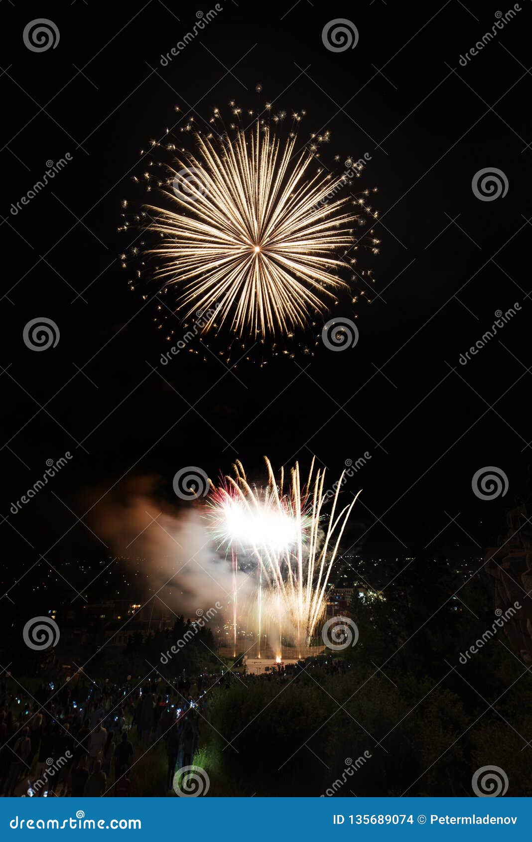 Fireworks, Bulgaria, Europe Stock Photo - Image of burst, blue: 135689074