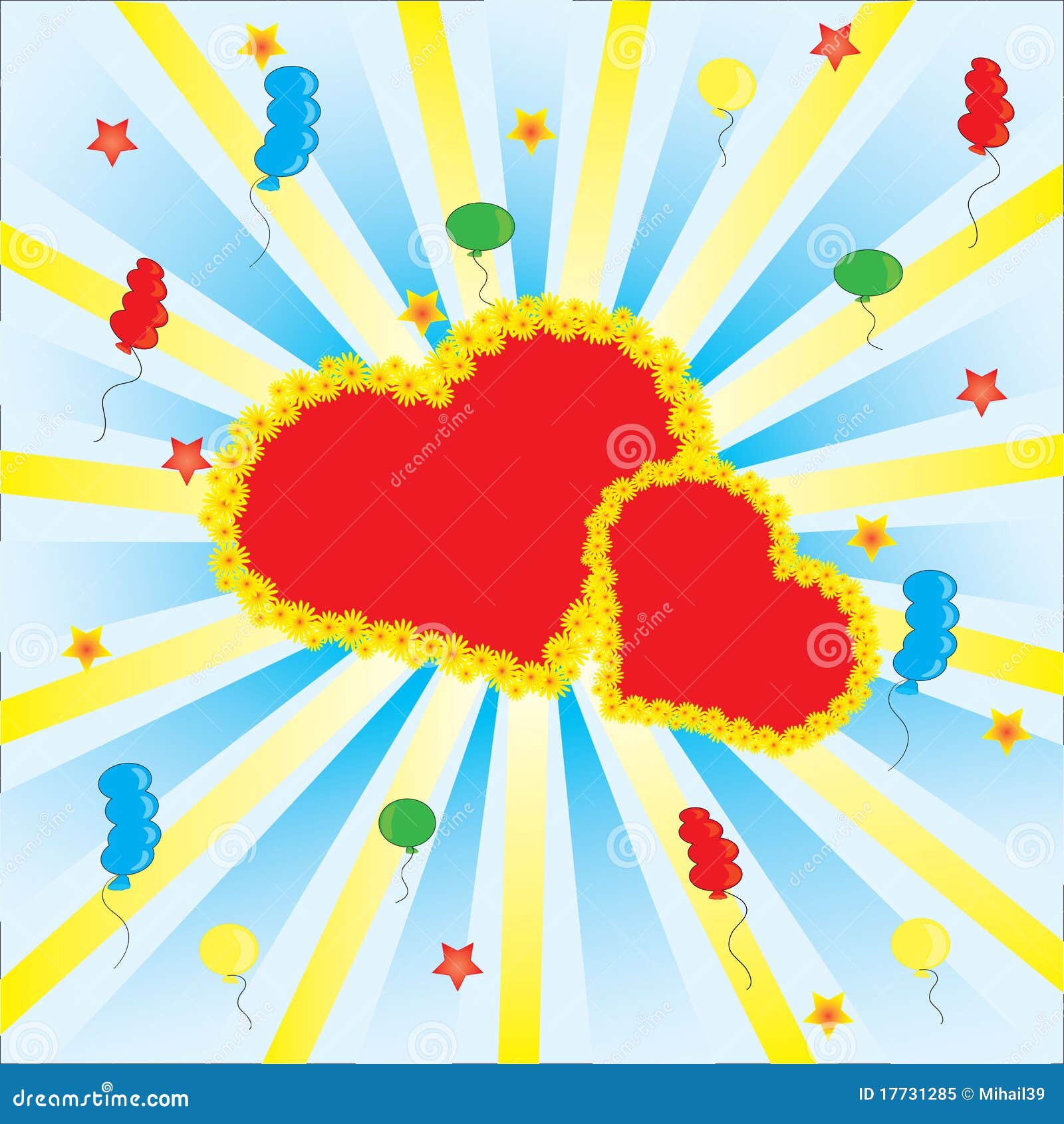 Celebration with Heart and Balloons Stock Illustration - Illustration ...