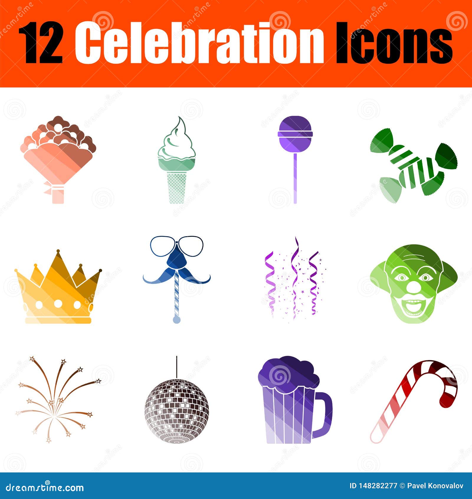 Celebration Icon Set stock vector. Illustration of crown - 148282277