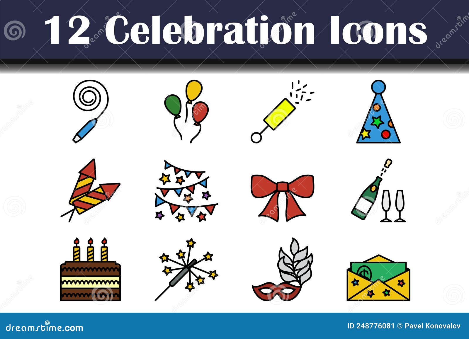 Celebration Icon Set stock vector. Illustration of happy - 248776081