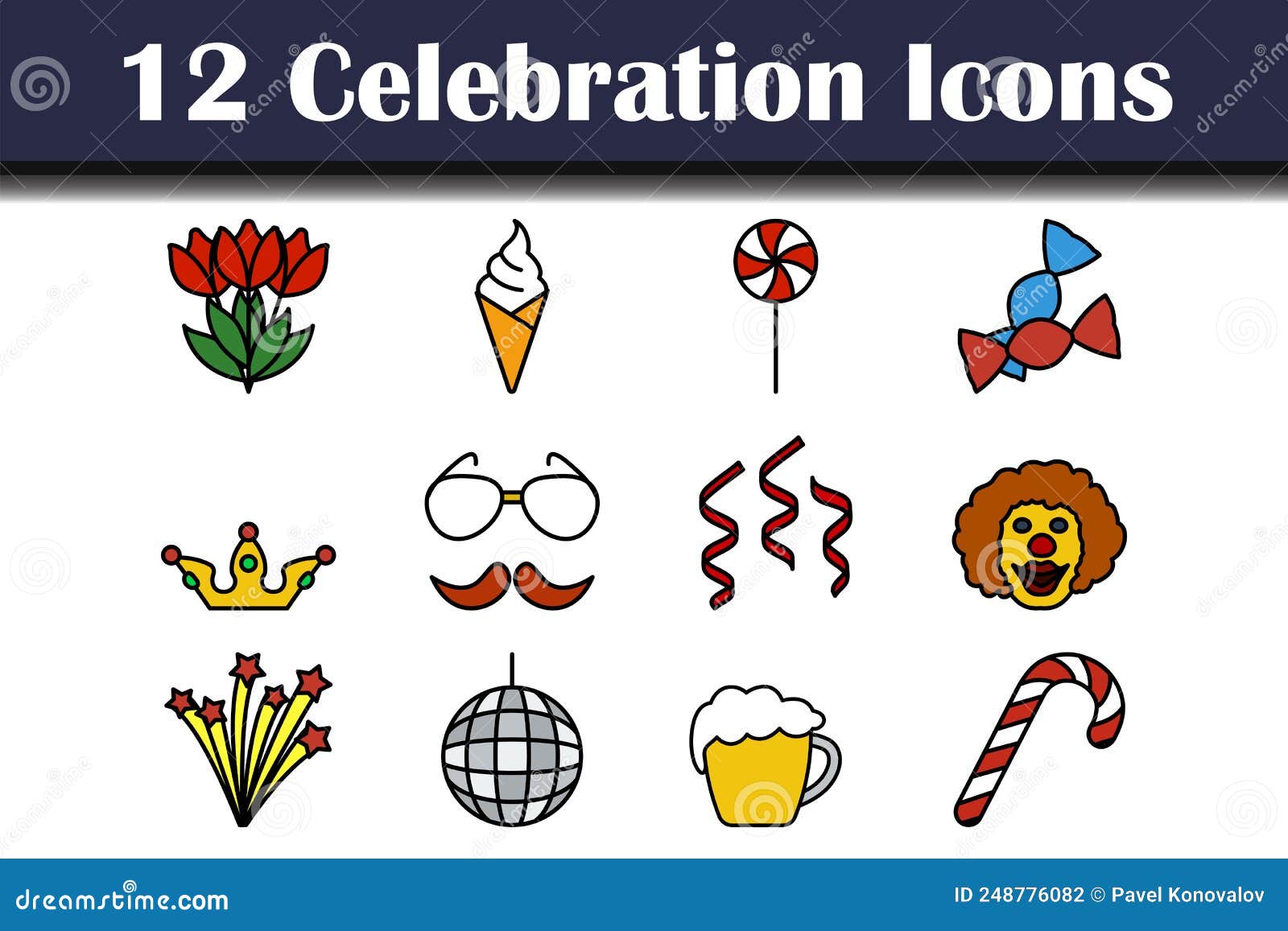 Celebration Icon Set stock vector. Illustration of caticons - 248776082