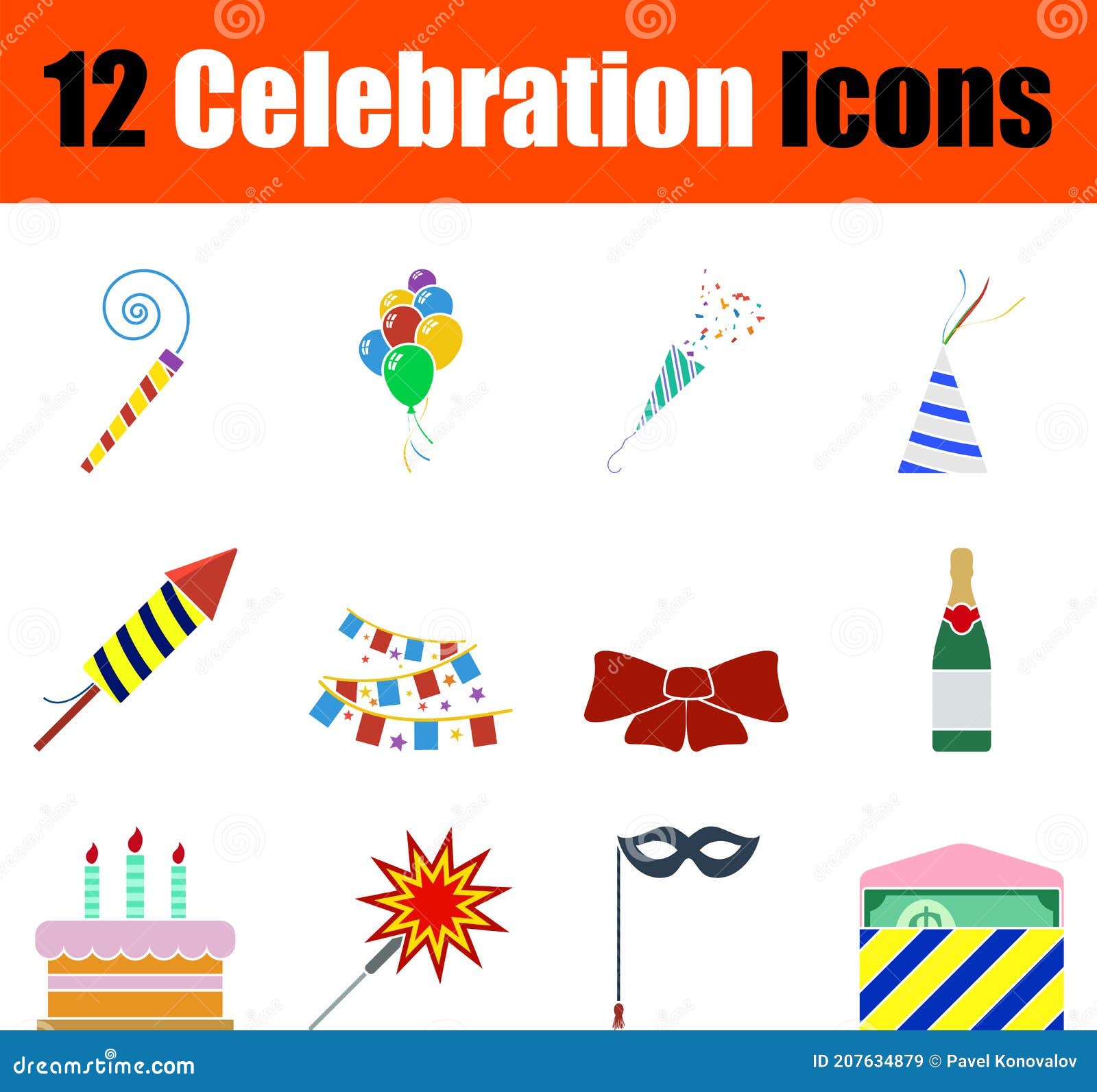 Celebration Icon Set stock vector. Illustration of celebrate - 207634879
