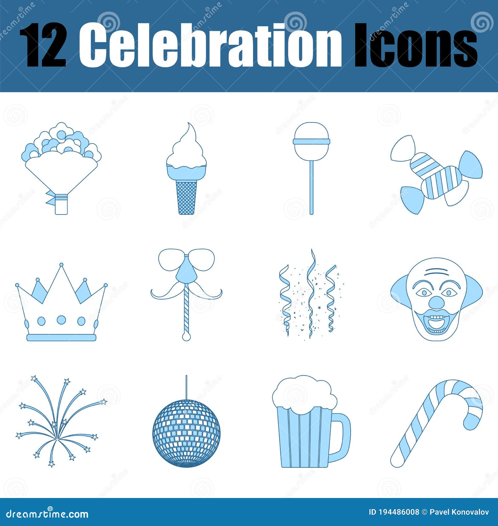 Celebration Icon Set stock vector. Illustration of vector - 194486008