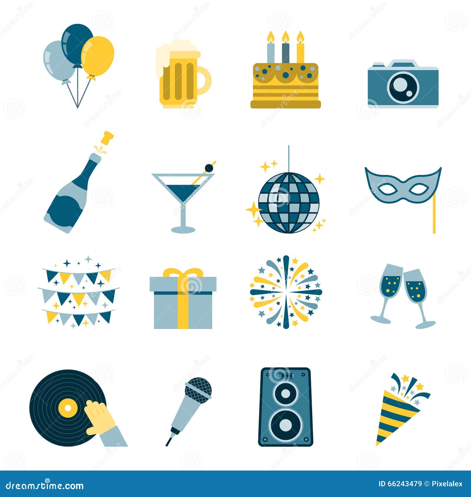 Celebration Icons Flat stock vector. Illustration of vector - 66243479