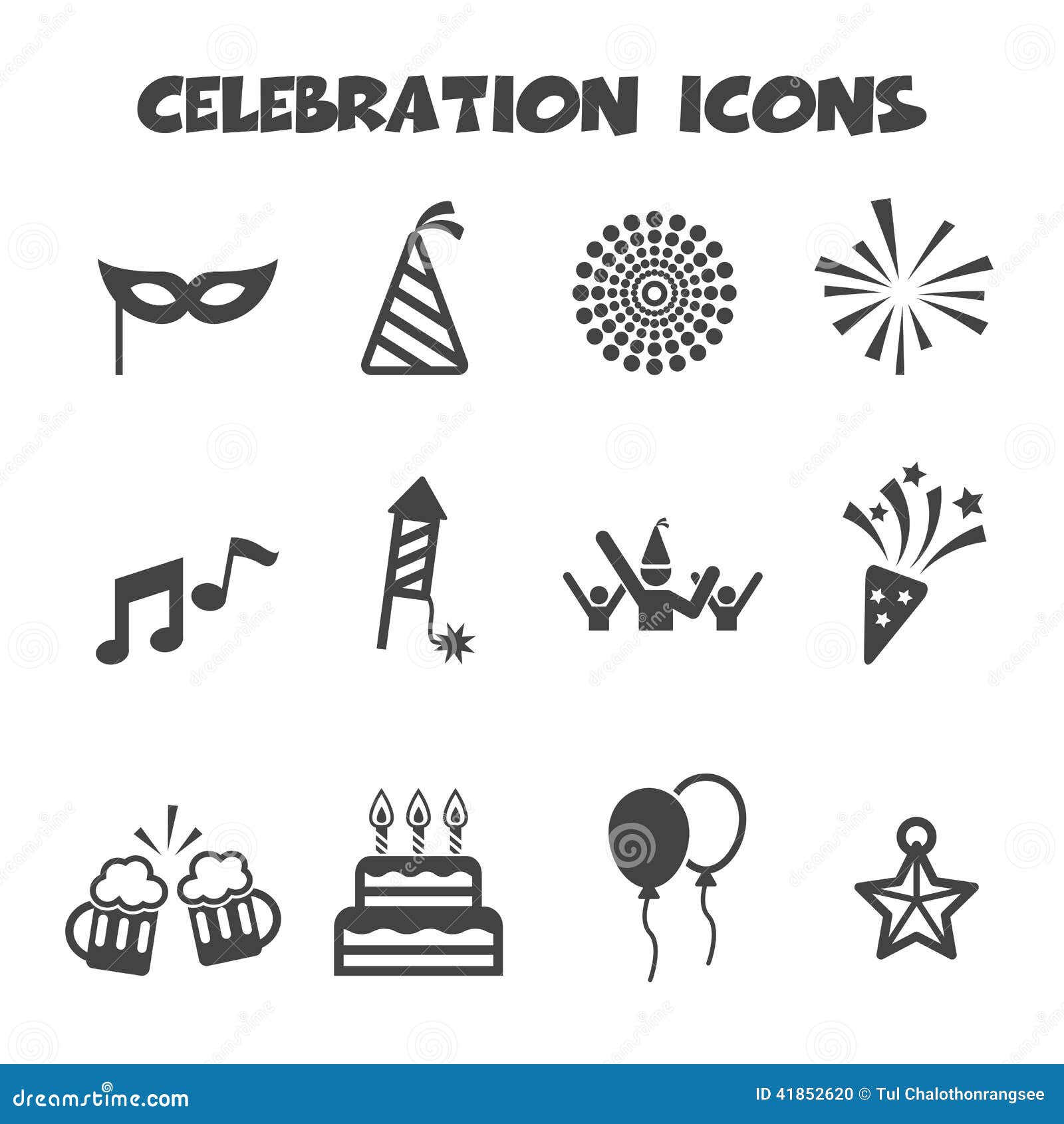 Celebration icons stock vector. Illustration of balloon - 41852620