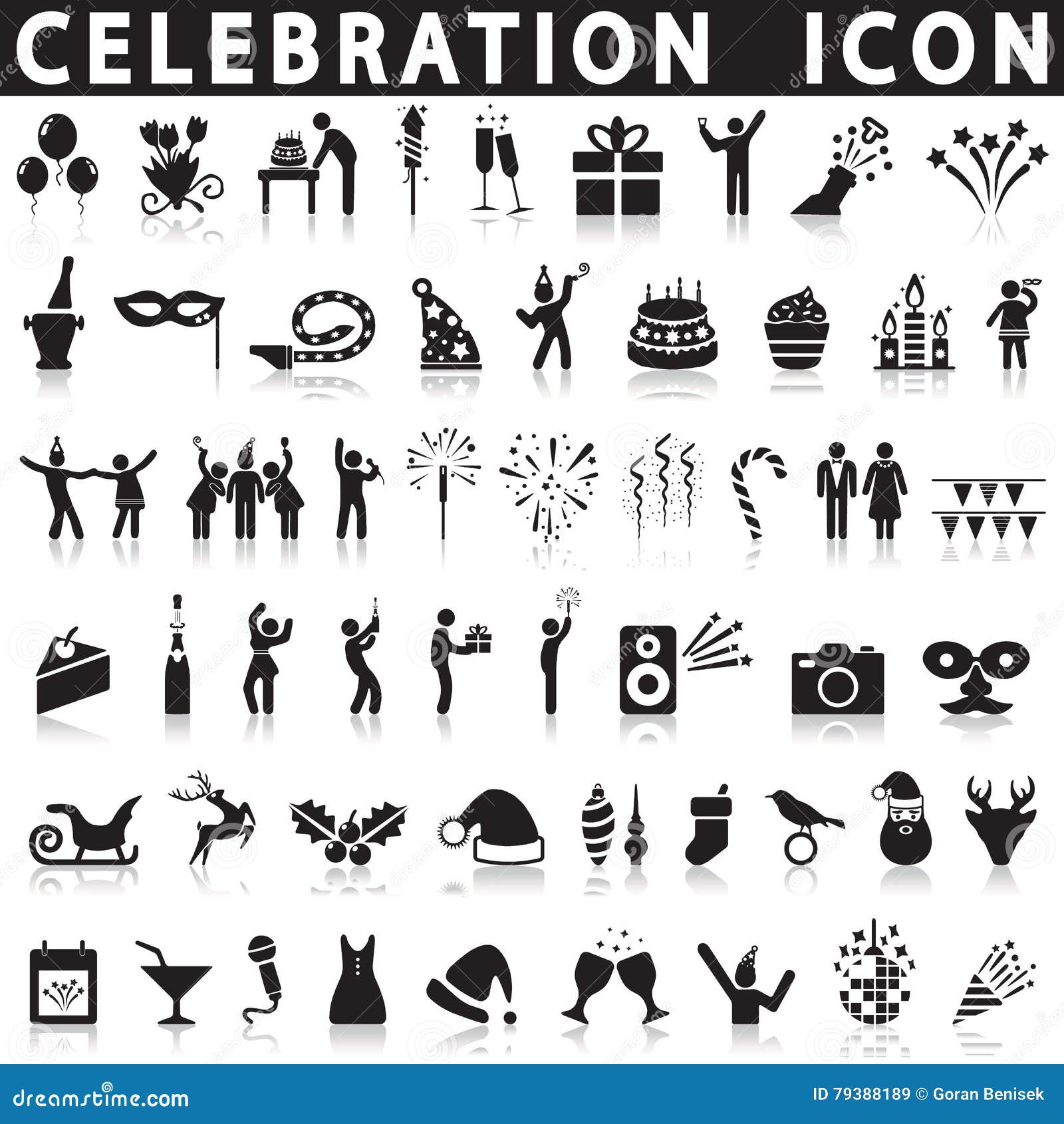Celebration Icons Set Party Symbols Vector Illustration | CartoonDealer ...