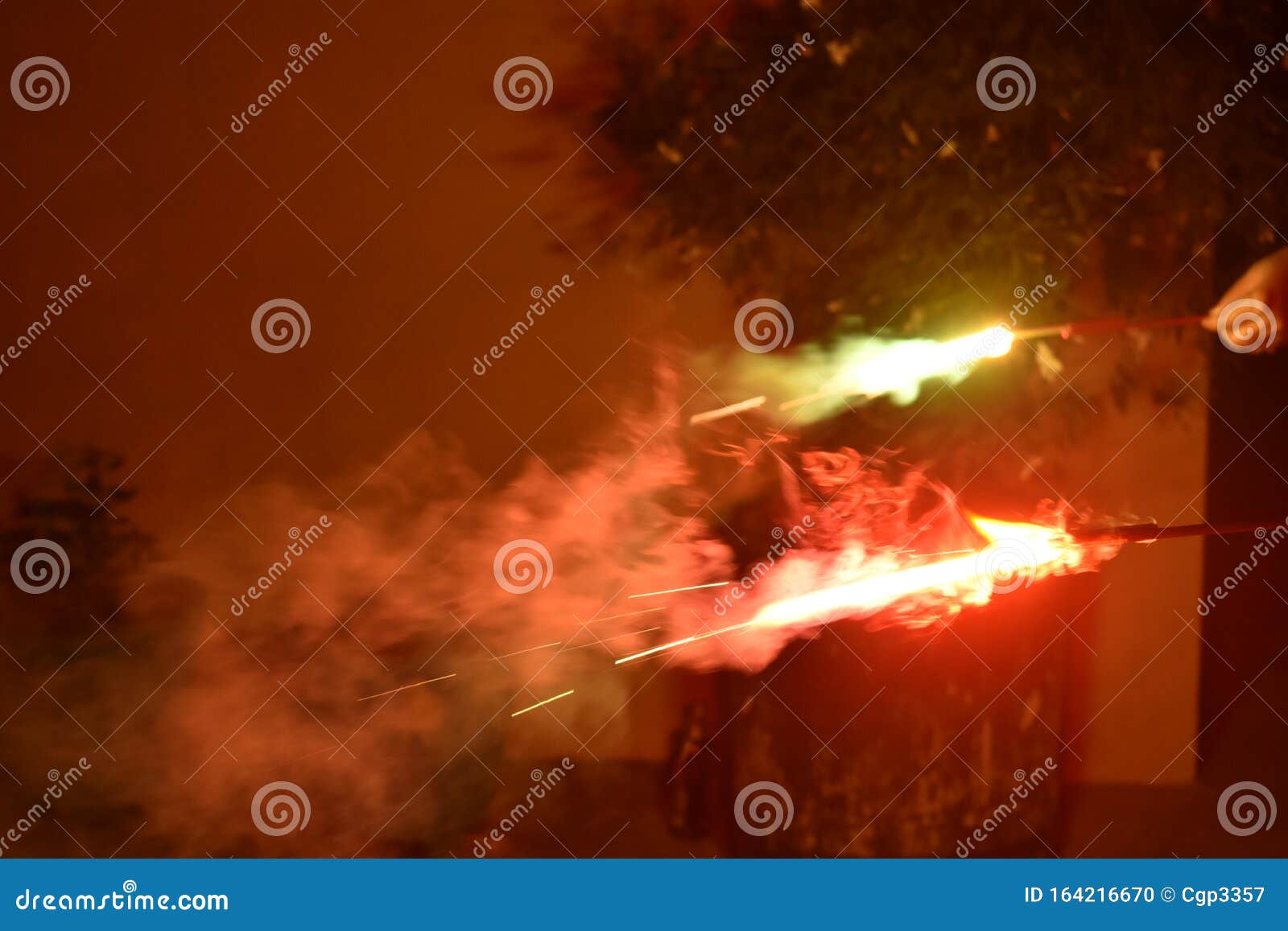 Celebration with Illustration of Exploding Firecracker a Long Exposure ...