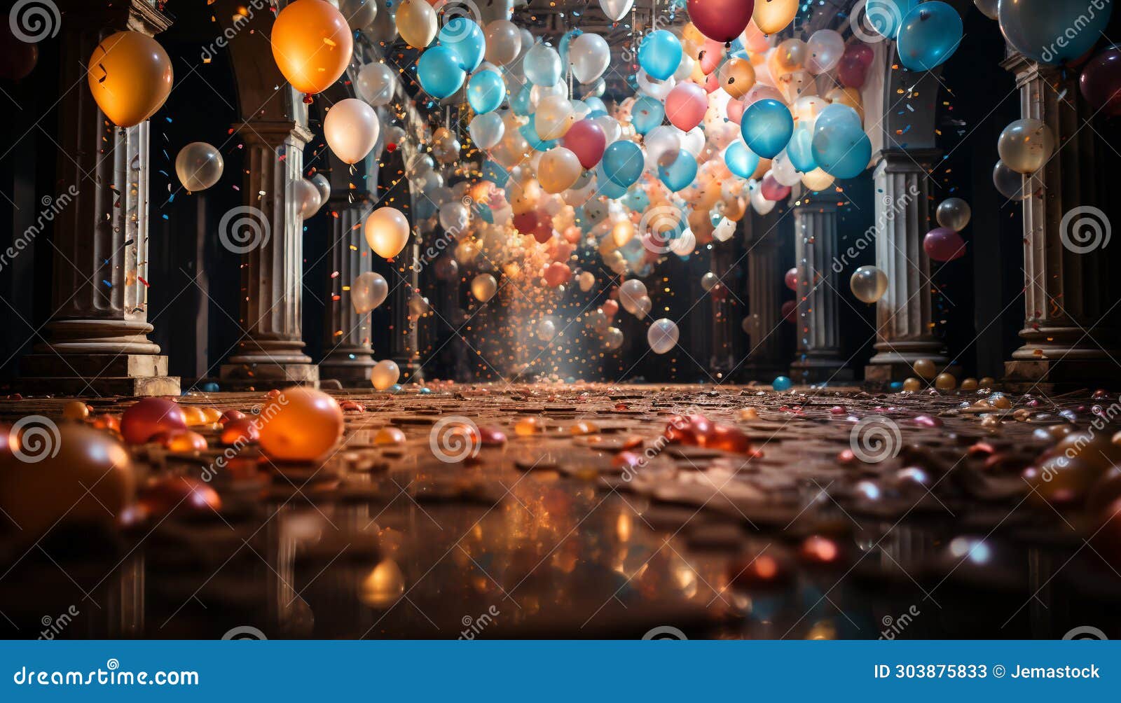 Celebration of Joy, Balloons Fly in Vibrant Colors Generated by AI ...