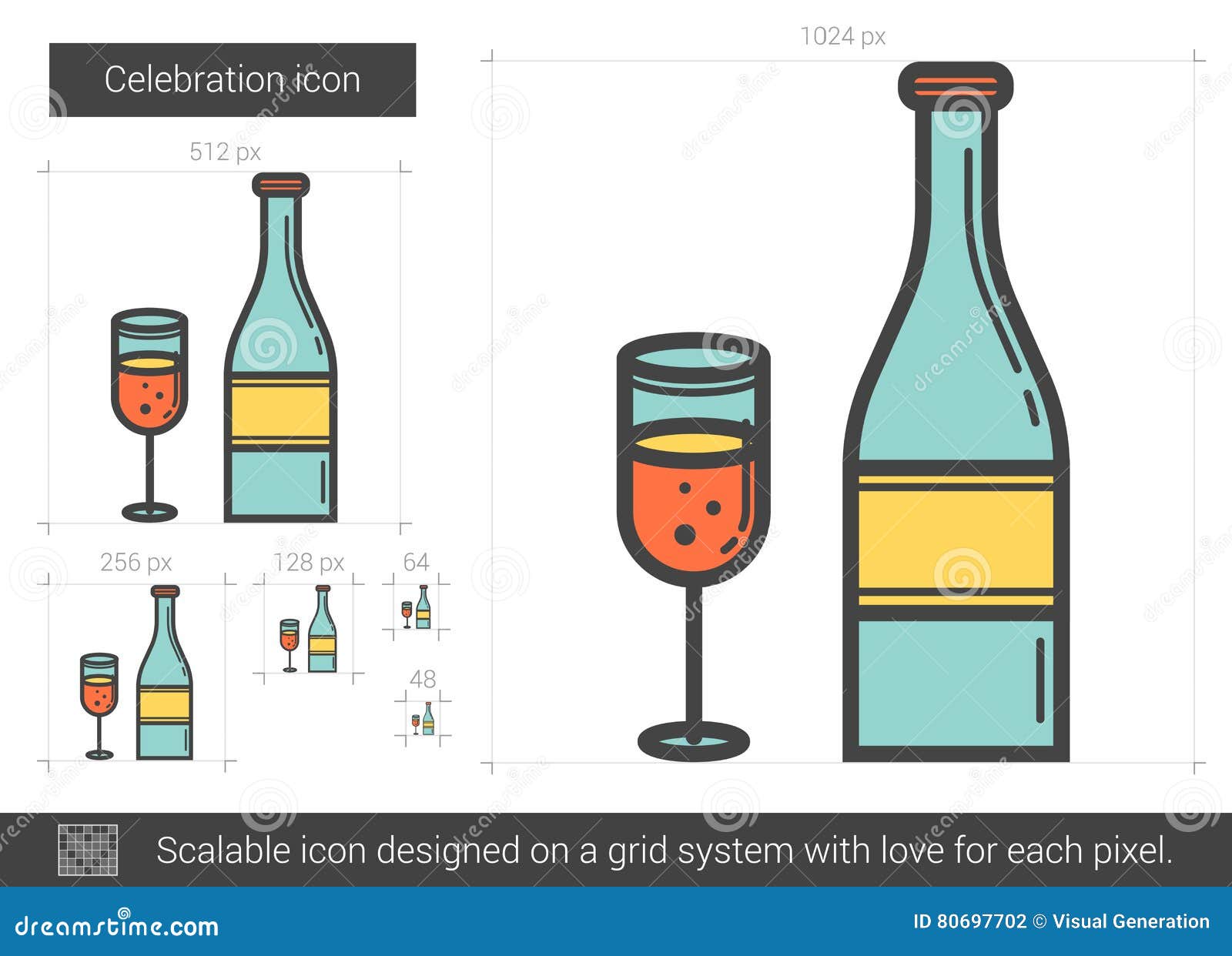 Celebration line icon. stock vector. Illustration of design - 80697702