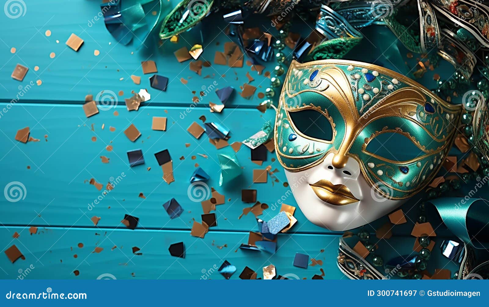 Celebration of Mystery and Joy, Masks and Confetti Generated by AI ...