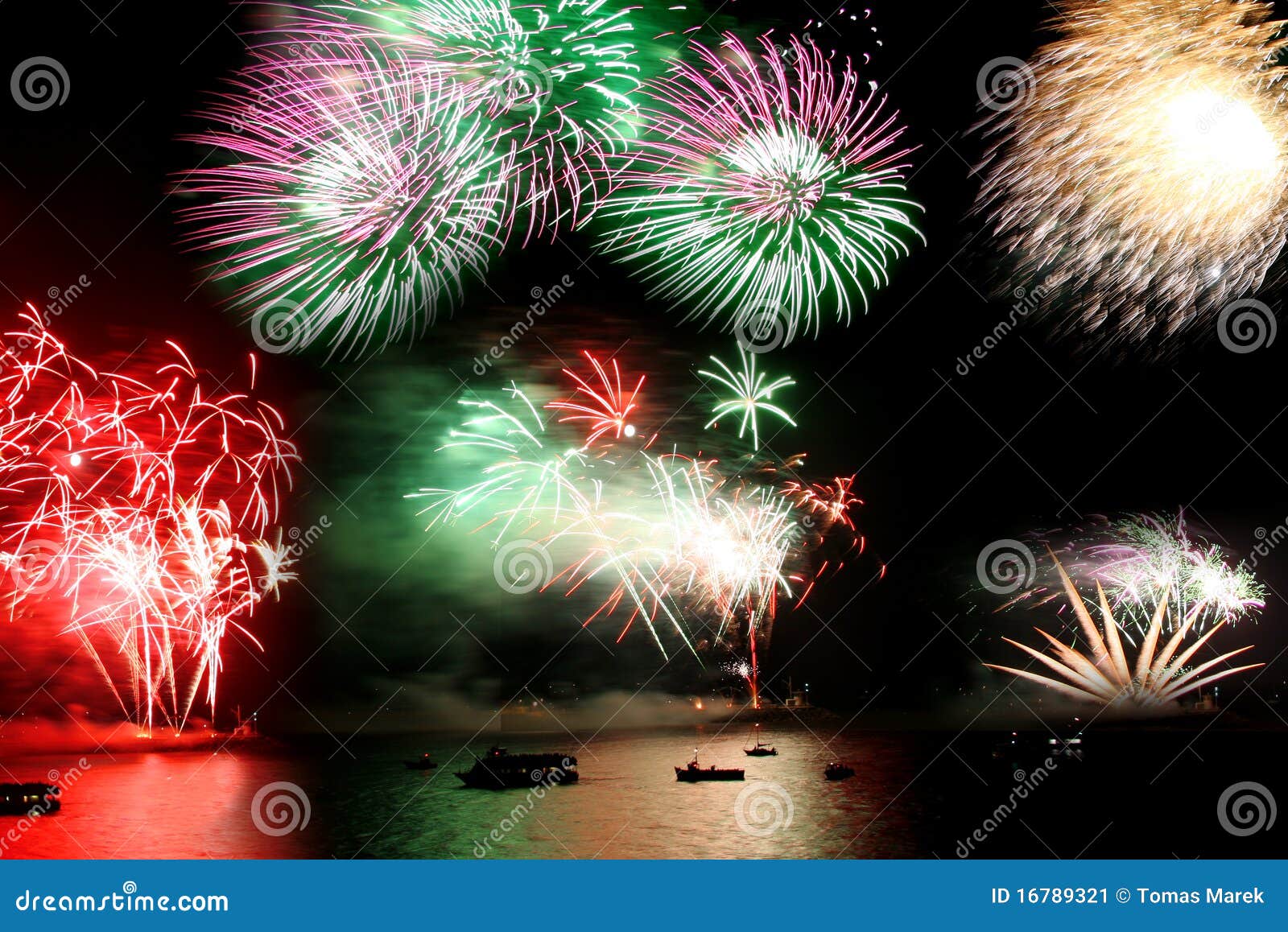 Celebration of the New Year, Firework Over the Sea Stock Image - Image ...