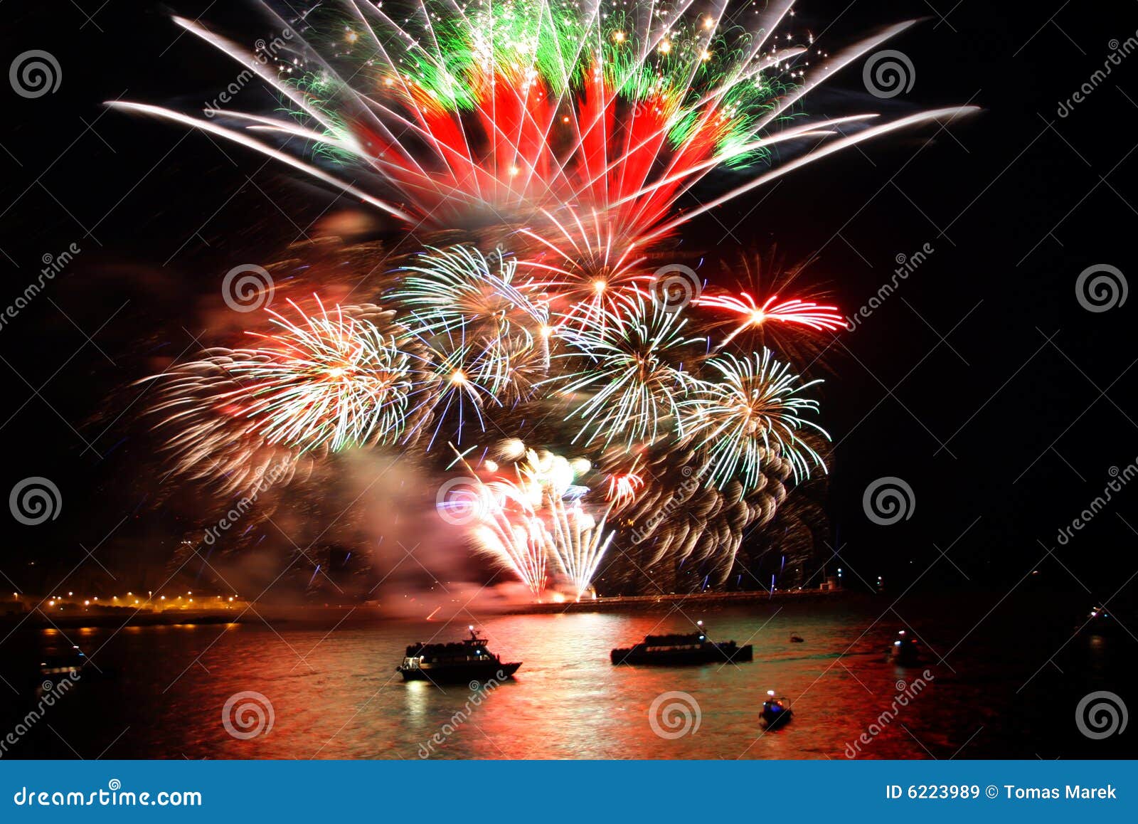 Celebration of the New Year, Firework Over the Sea Stock Image - Image ...