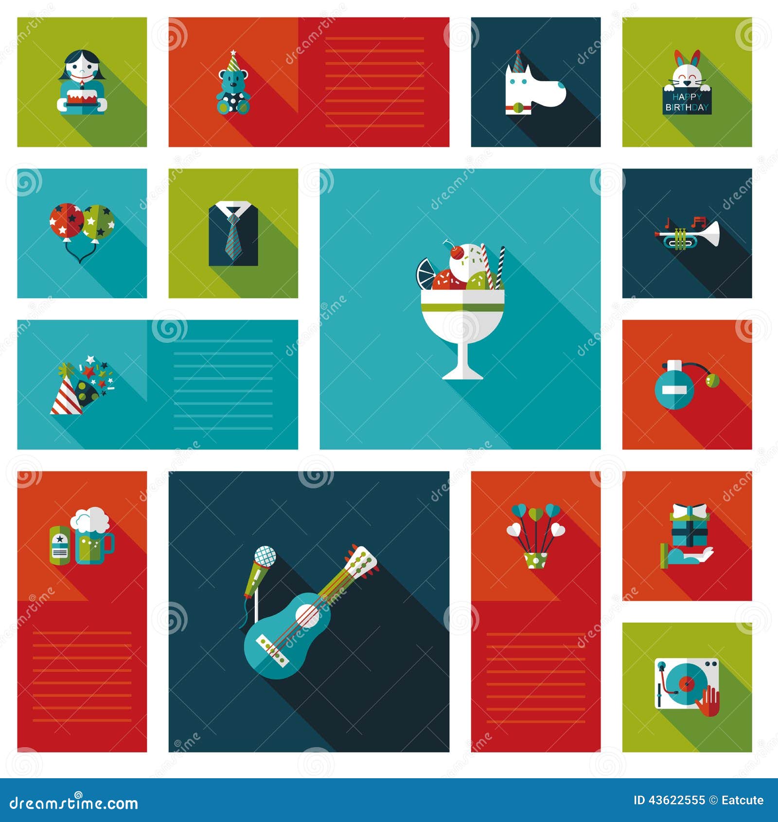 Celebration Party Flat Ui with Long Shadow,eps10 Stock Vector ...