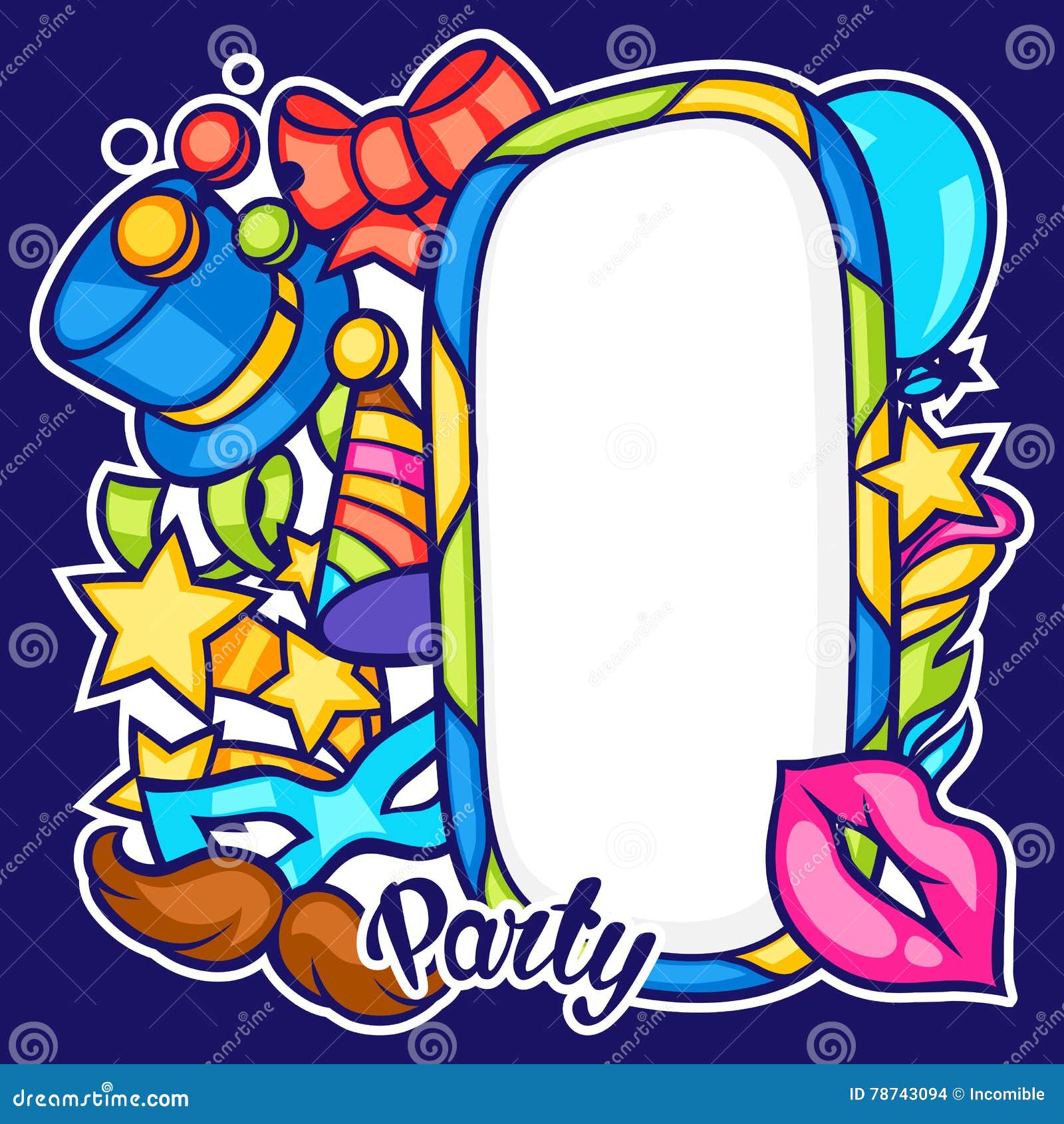 Celebration Party Frame with Carnival Icons and Objects Stock Vector ...