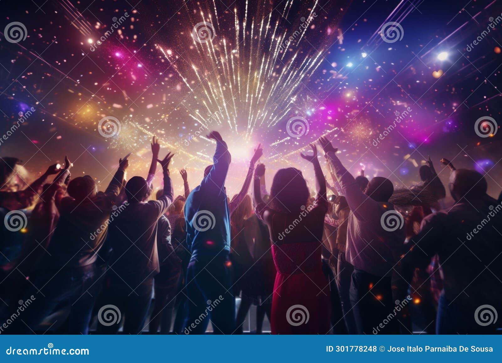 Celebration Scene with Diverse People Dancing Stock Illustration ...