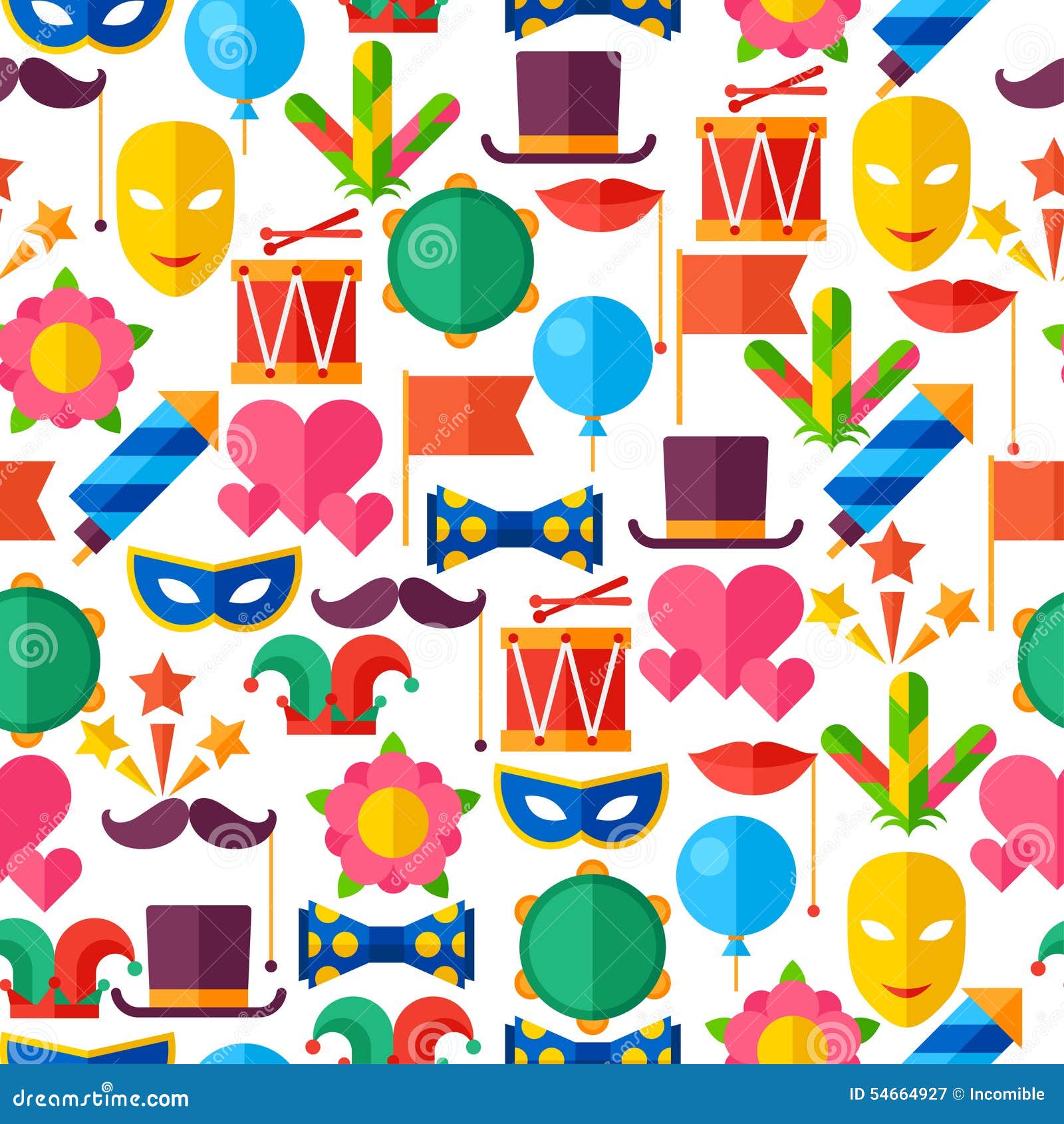 Celebration Seamless Pattern with Carnival Flat Stock Vector ...