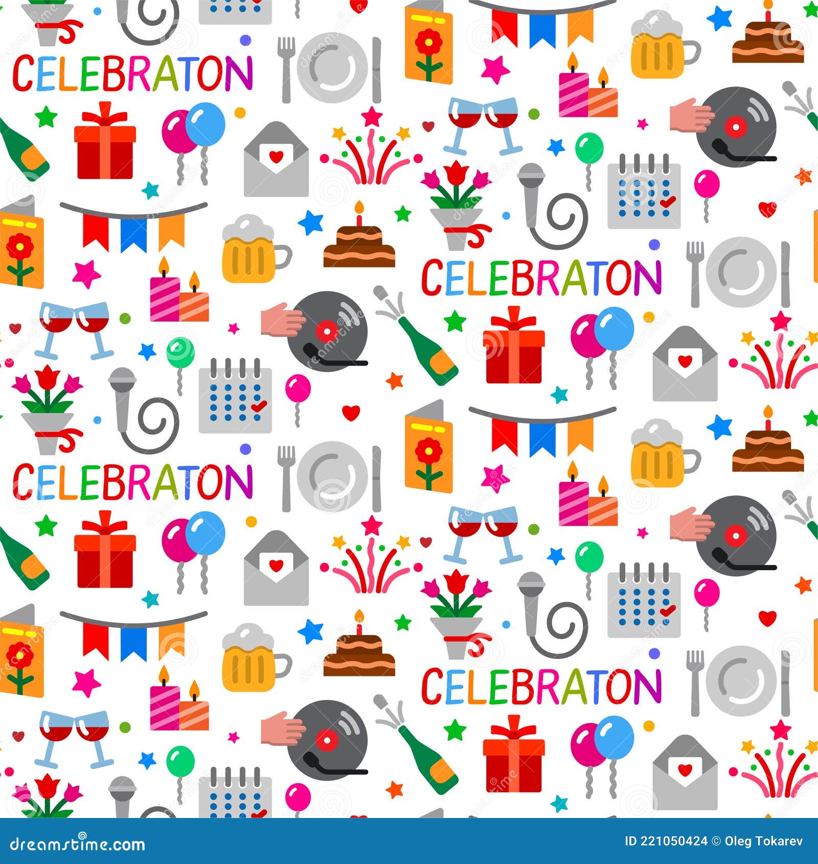 Celebration Seamless Pattern Stock Vector - Illustration of balloon ...