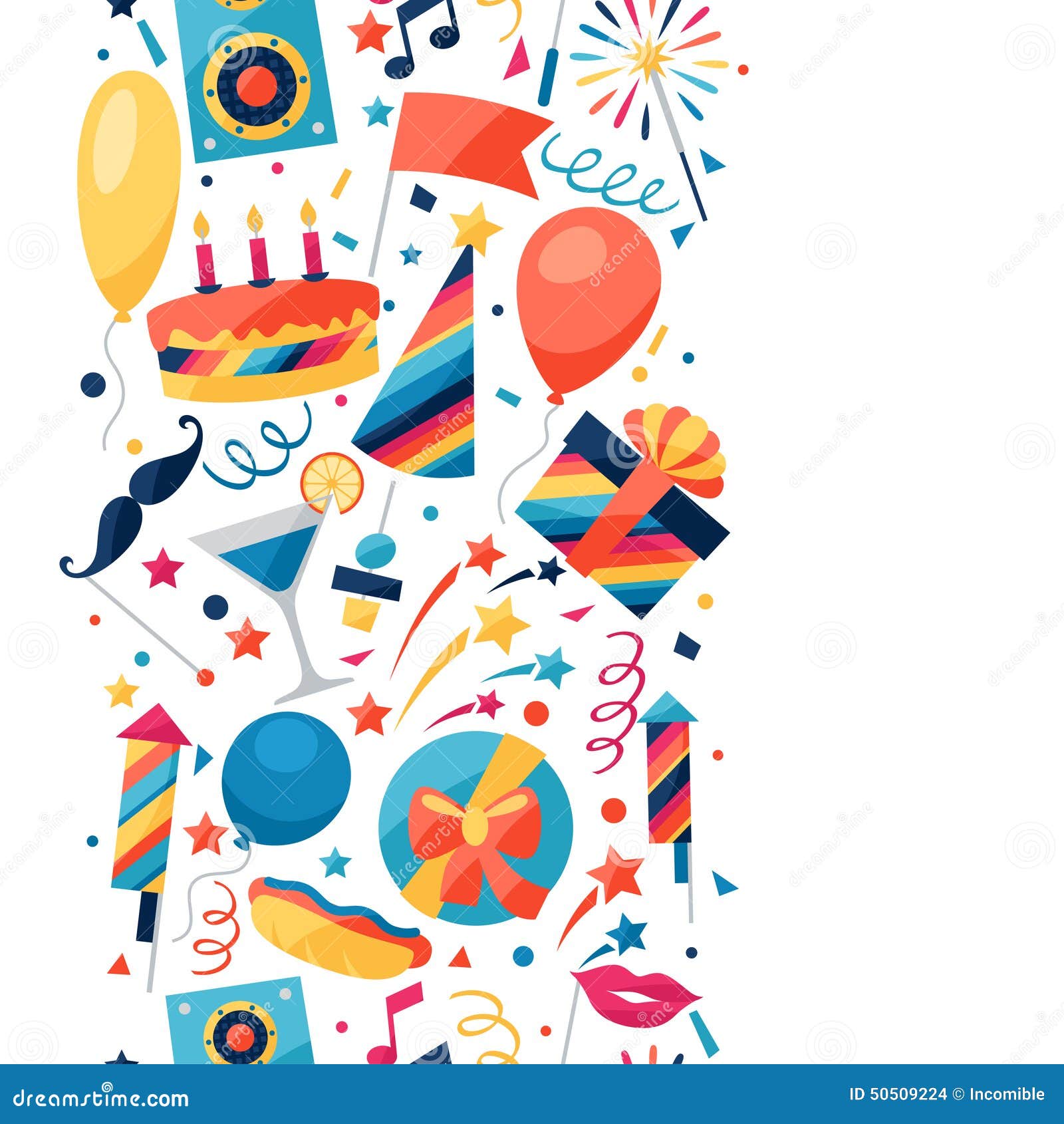 Celebration Seamless Pattern with Party Icons and Stock Vector ...