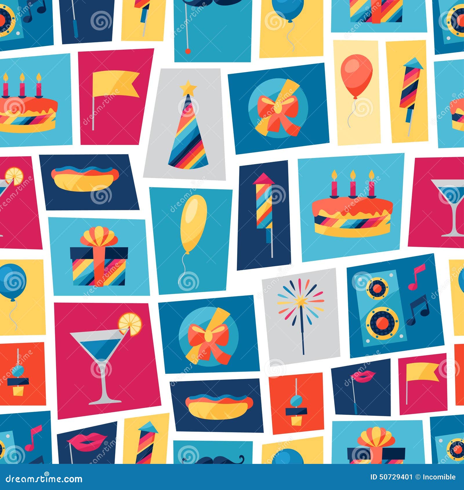 Celebration Seamless Pattern with Party Icons and Stock Vector ...