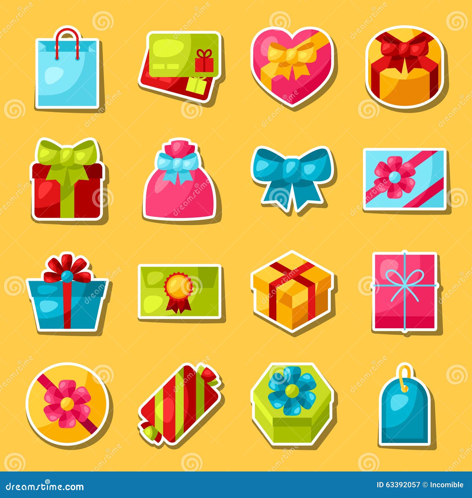 Celebration Sticker Set of Colorful Gift Boxes Stock Vector ...