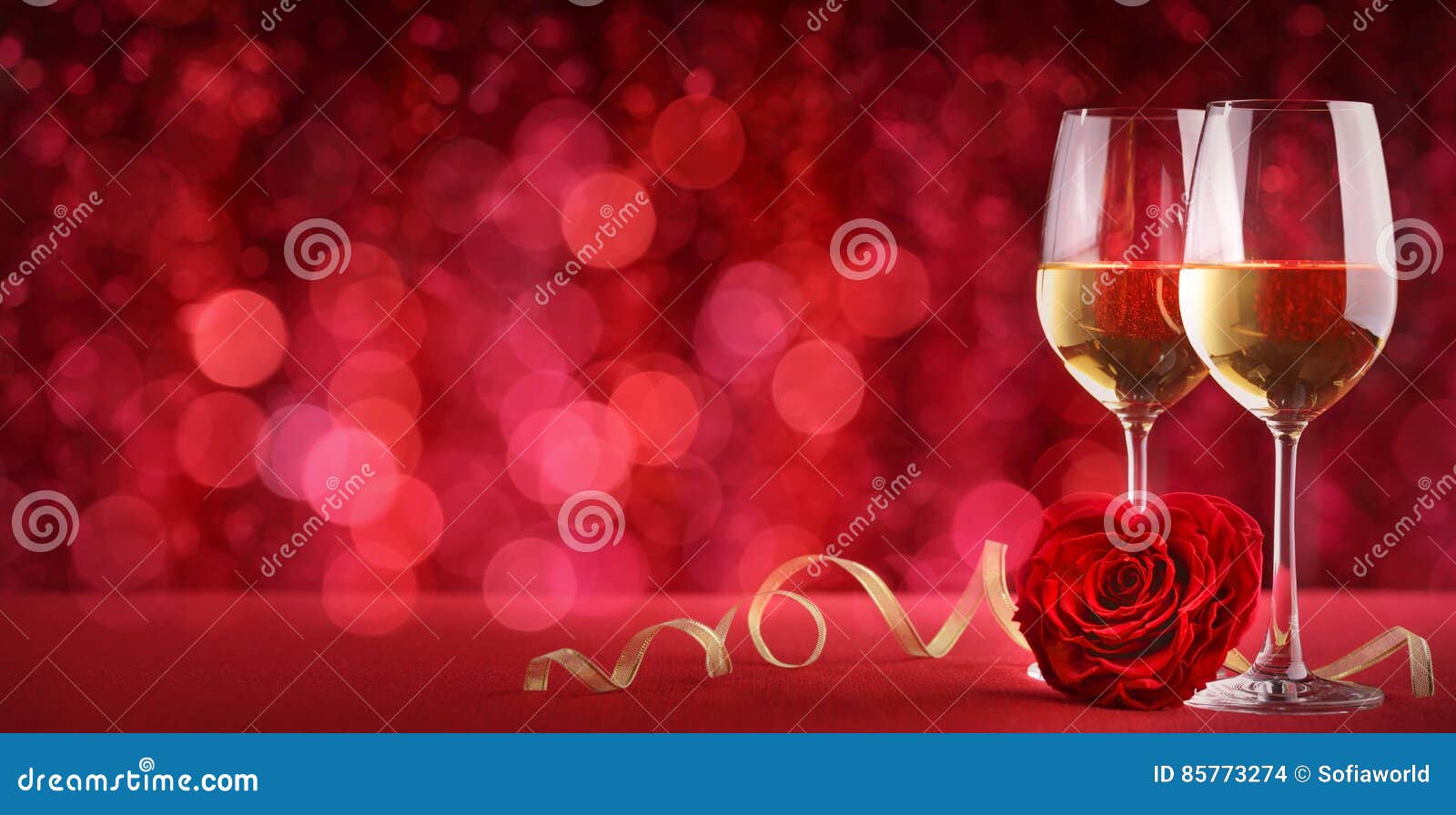 Celebration with Wine and Rose Stock Photo - Image of drink, copy: 85773274