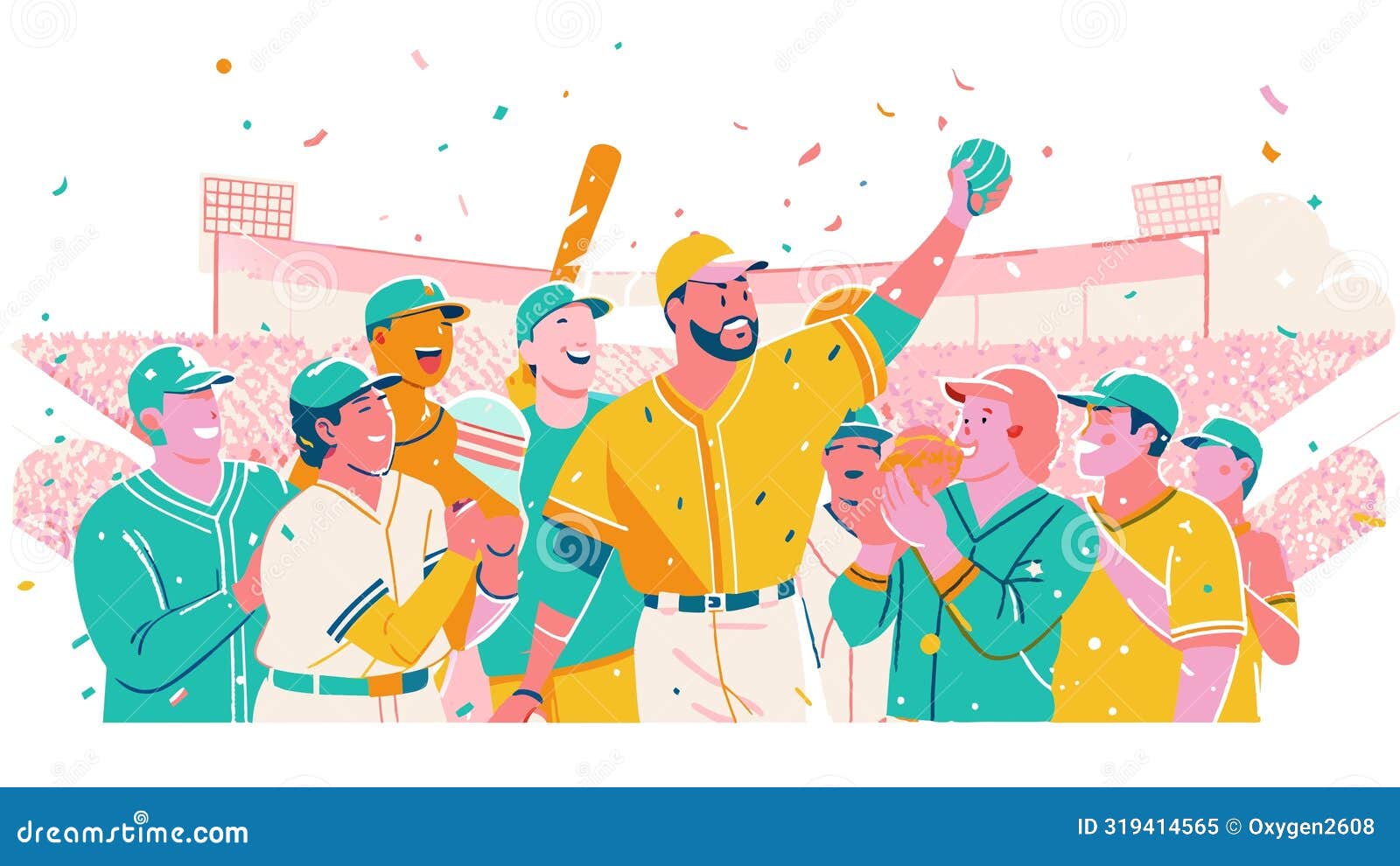 Celebratory Baseball Team Victory Cheer at Stadium Stock Image ...