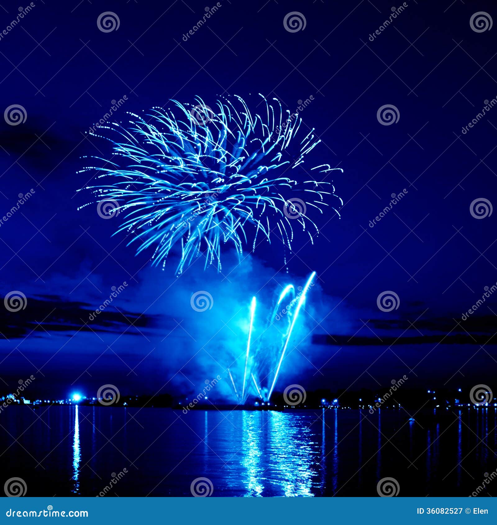Celebratory blue firework stock image. Image of independence - 36082527